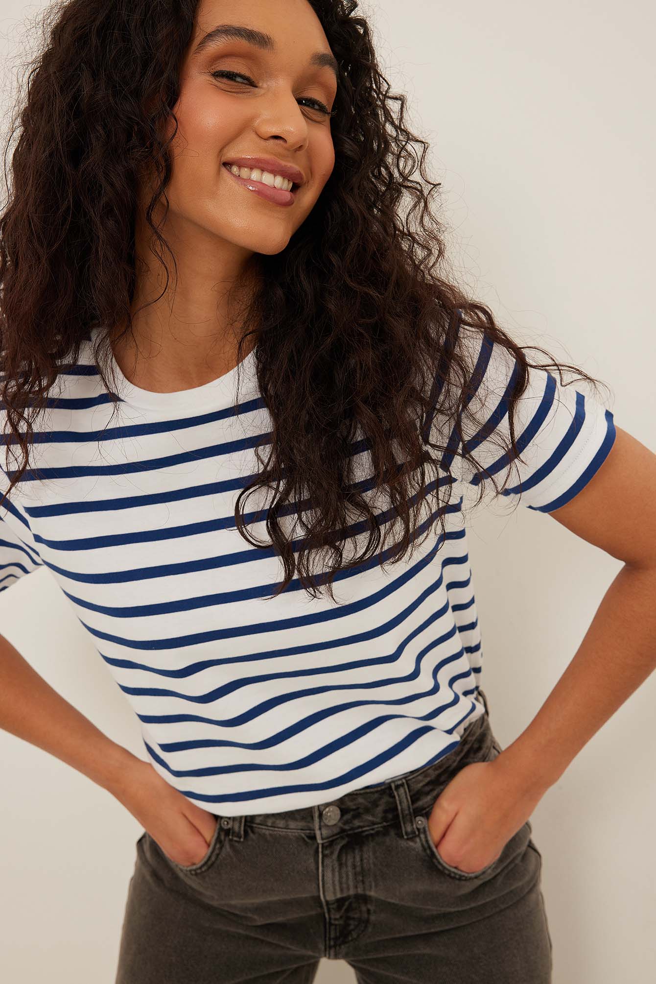 Organic Striped Boxy T-shirt Stripe | na-kd.com
