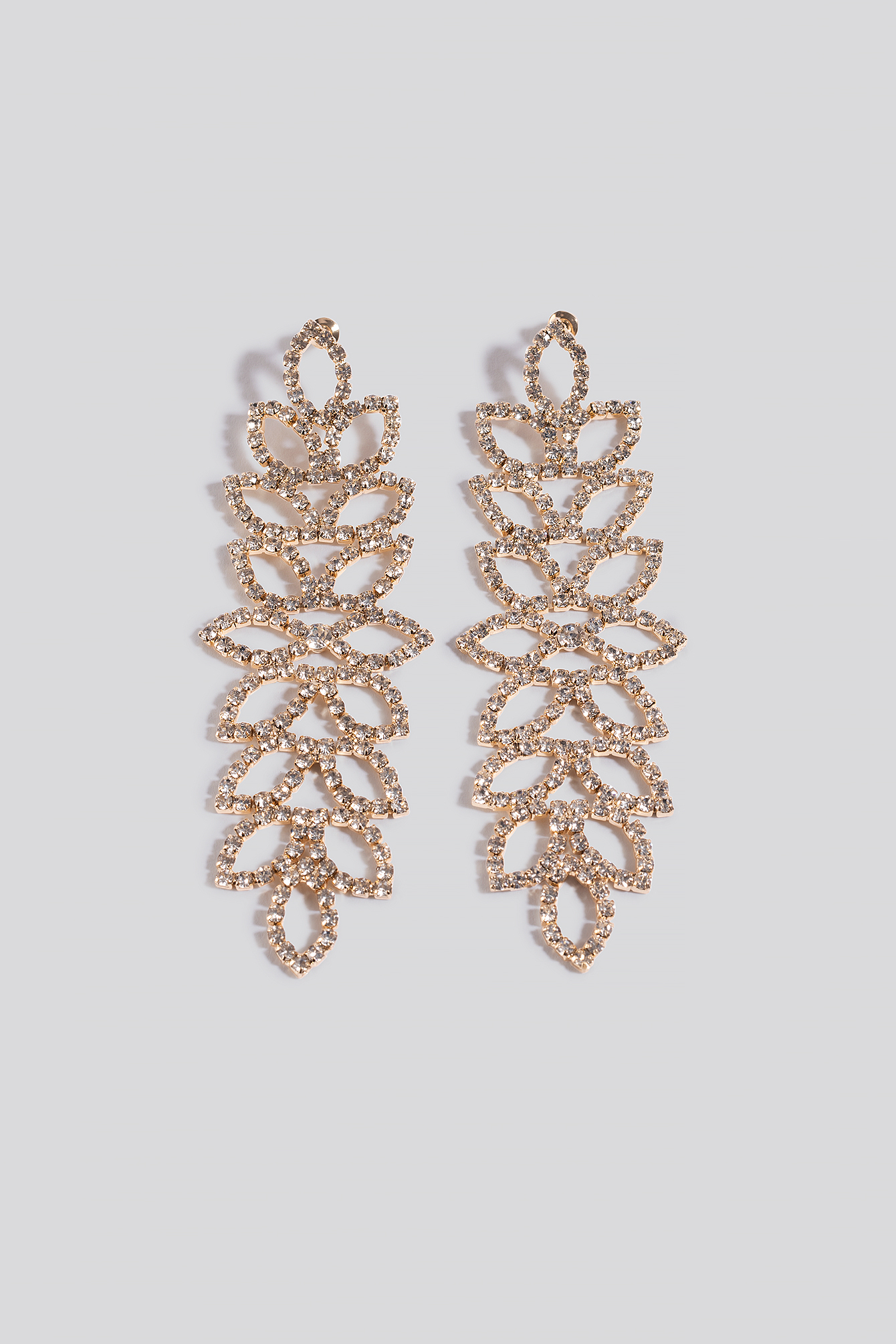 Oversize Blossom Look Rhinestone Earrings Gold | NA-KD