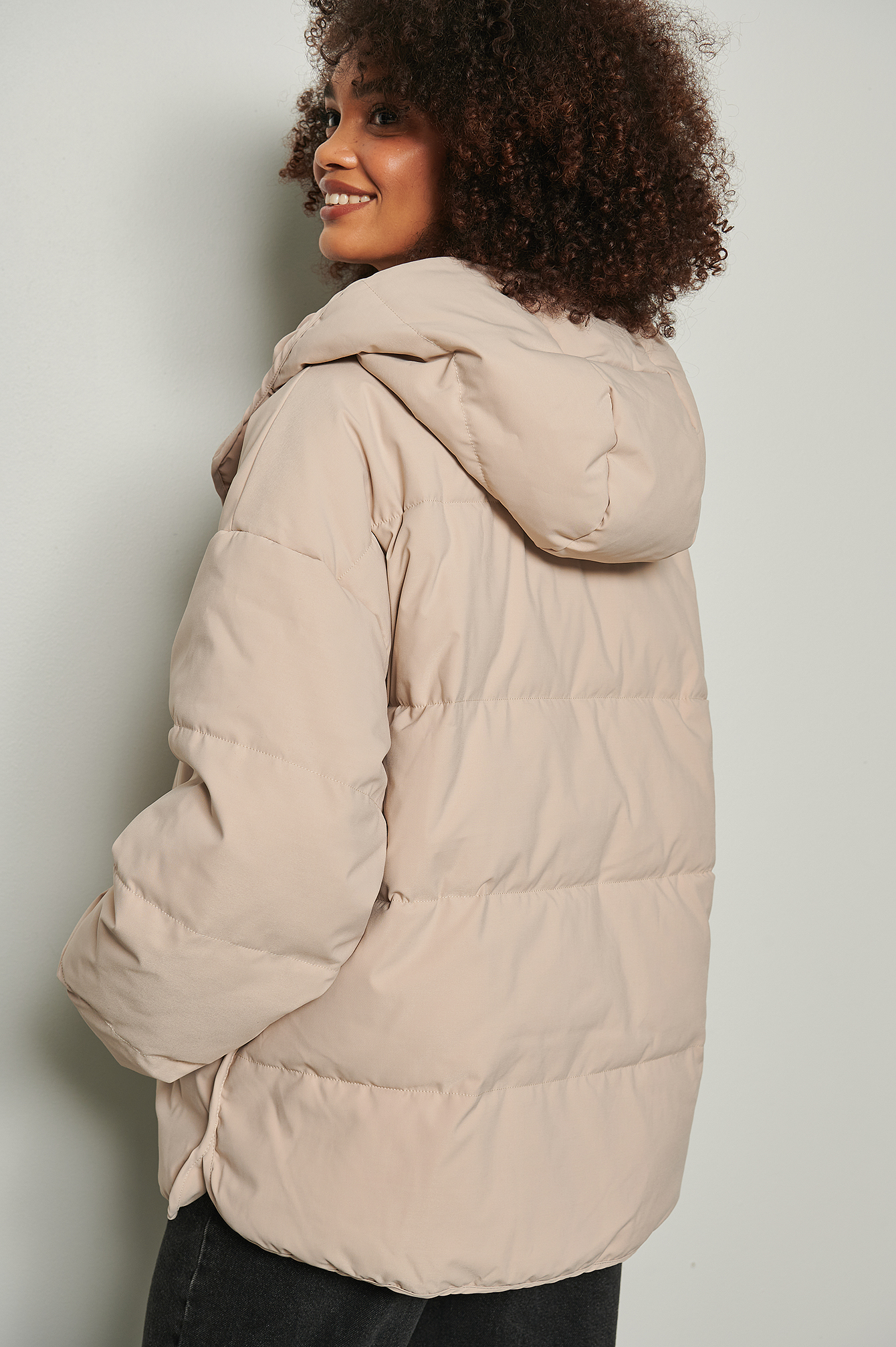 Padded Hood Jacket Beige | na-kd.com