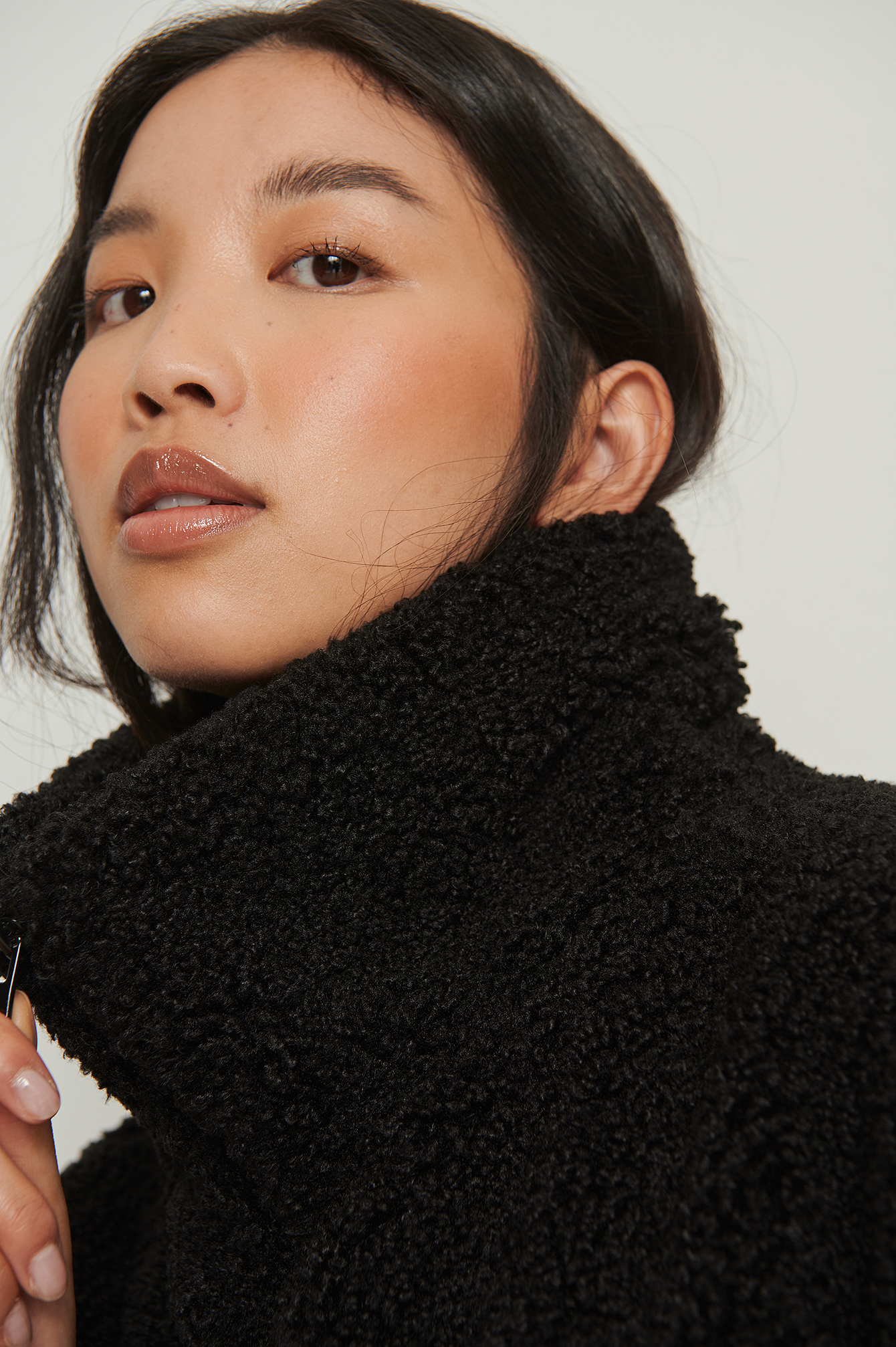 Patch Pocket Teddy Jacket Black | na-kd.com