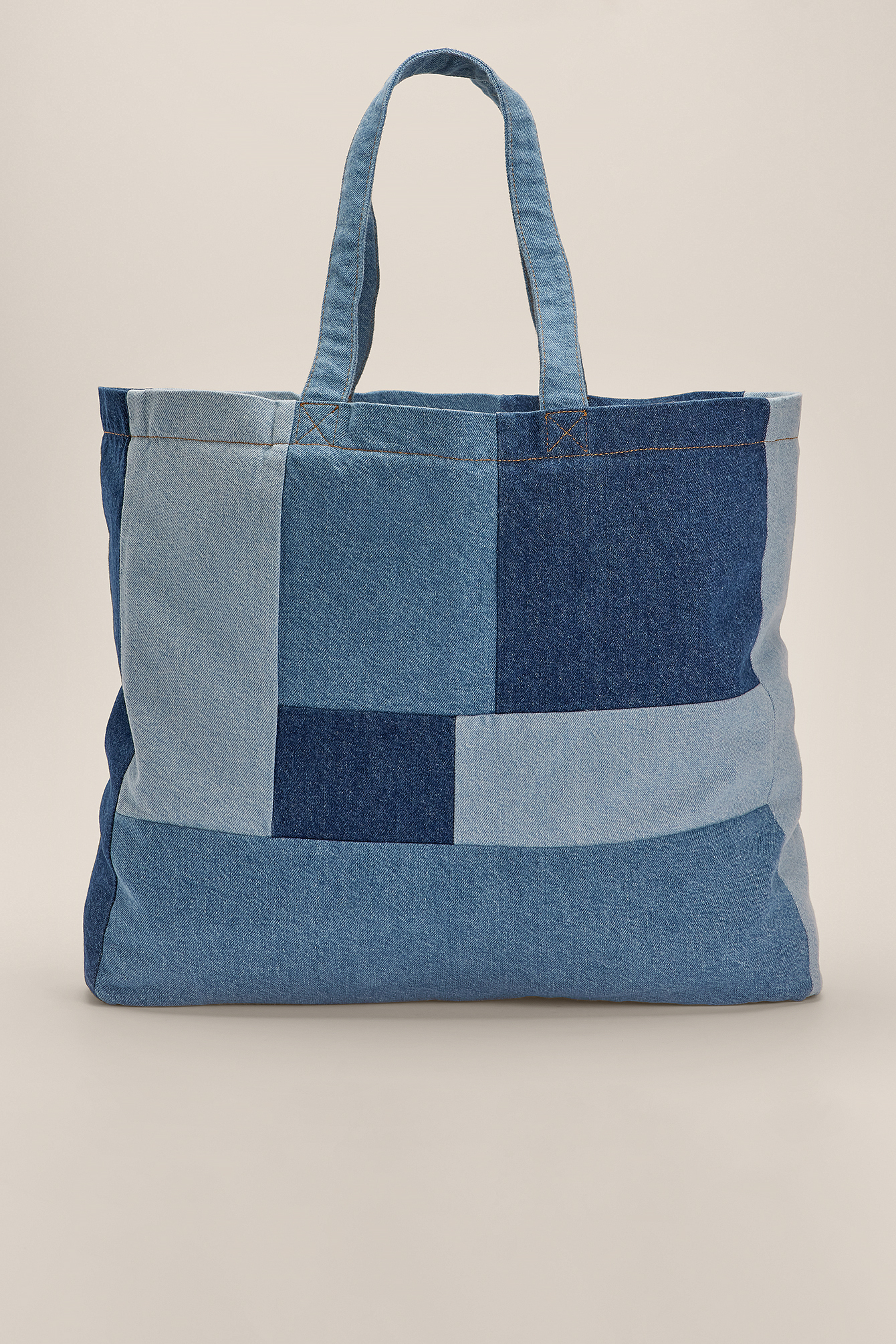 Organic Patch Work Tote Bag Blue | na-kd.com