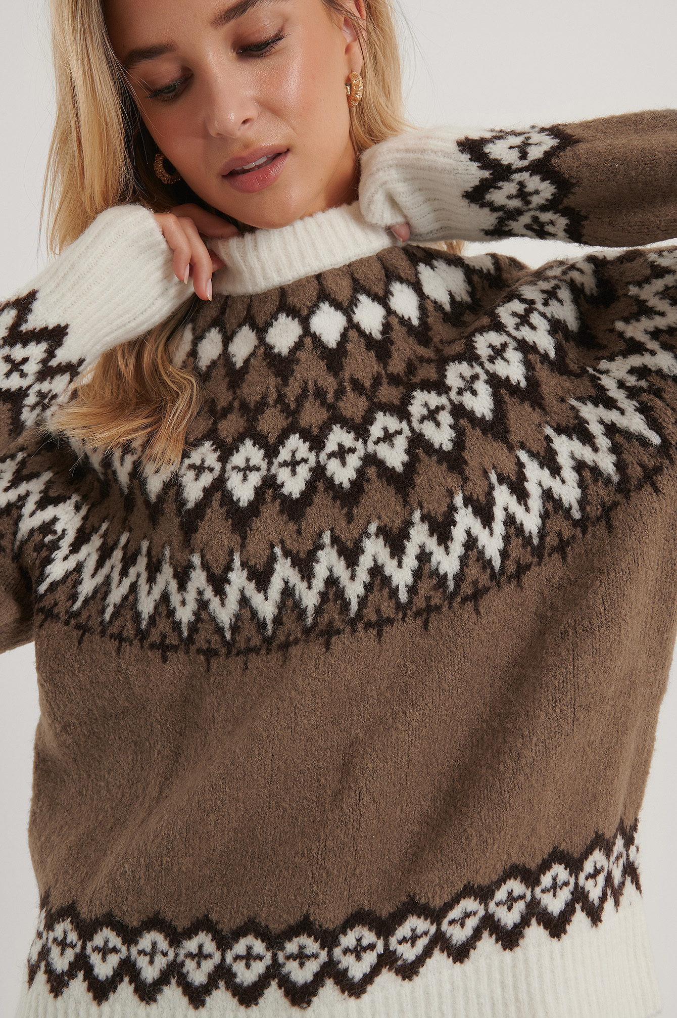Gemusterter Strickpulli Beige | na-kd.com