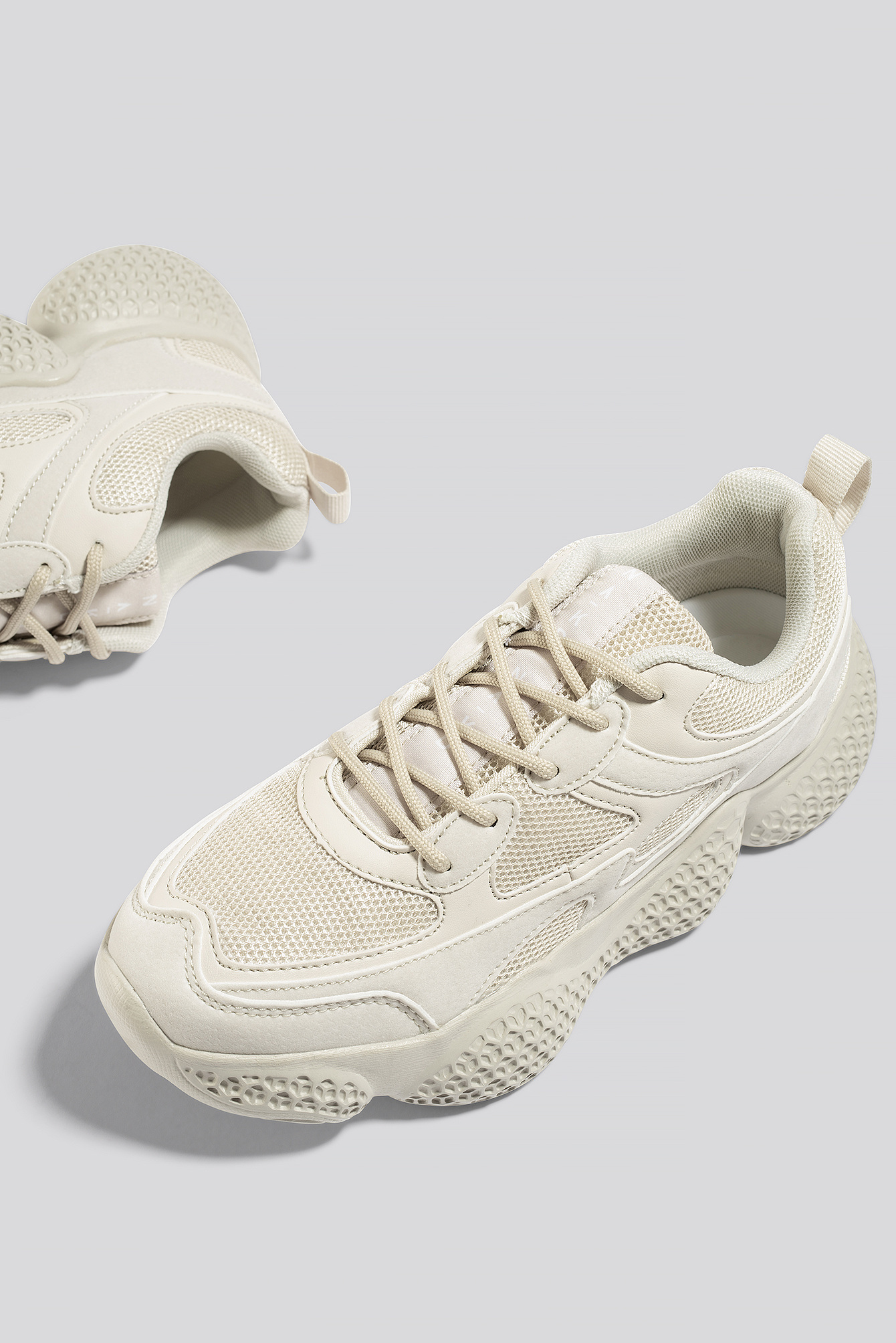 Patterned Wavy Sole Trainers Beige | na-kd.com