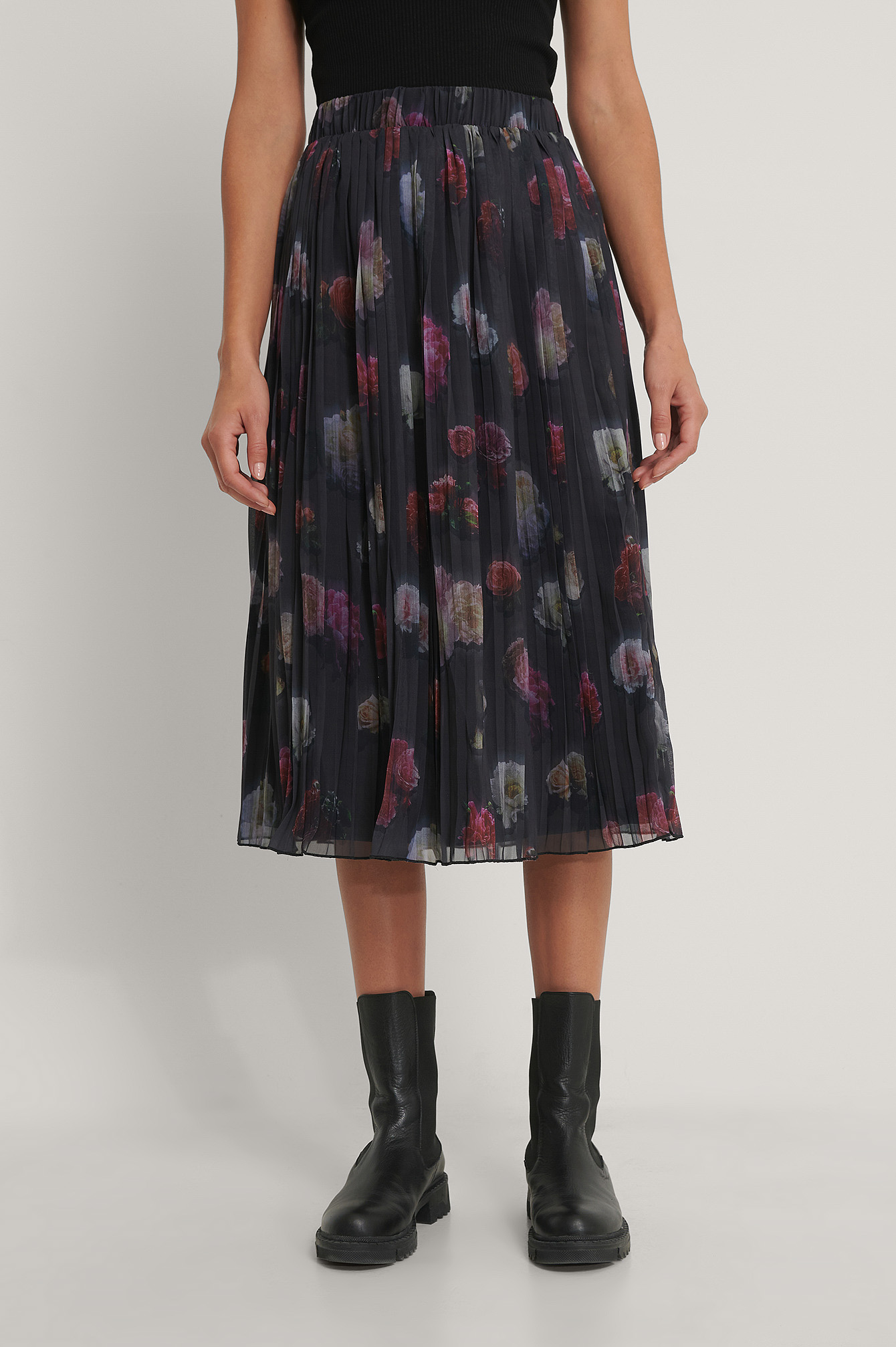 Plissierter Chiffon-Rock Mit Blumenmuster Mehrfarbig | na-kd.com