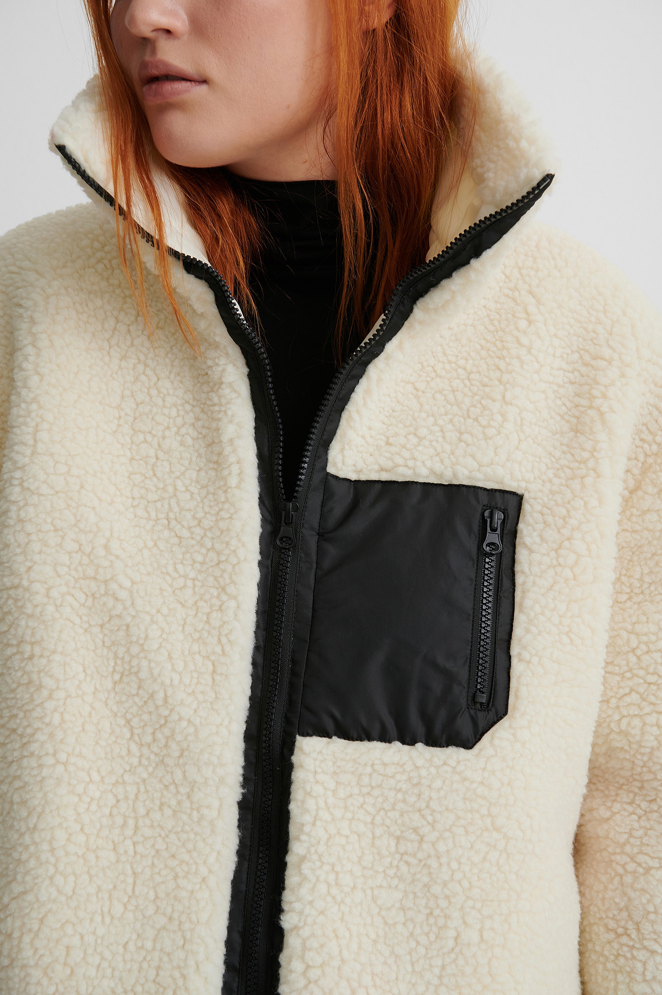 Patch Pocket Teddy Short Jacket White | na-kd.com