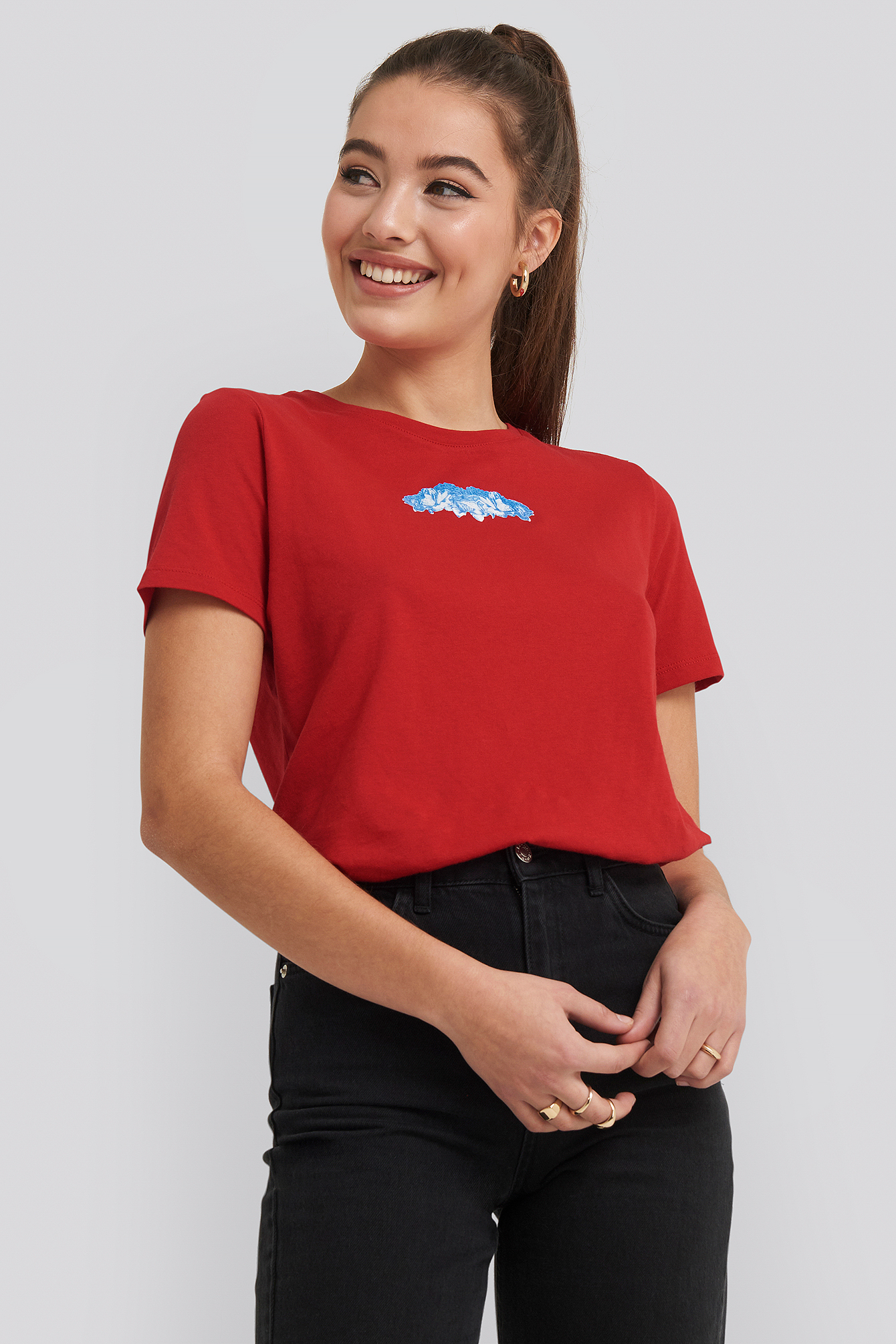 Print Basic Tee Red | NA-KD