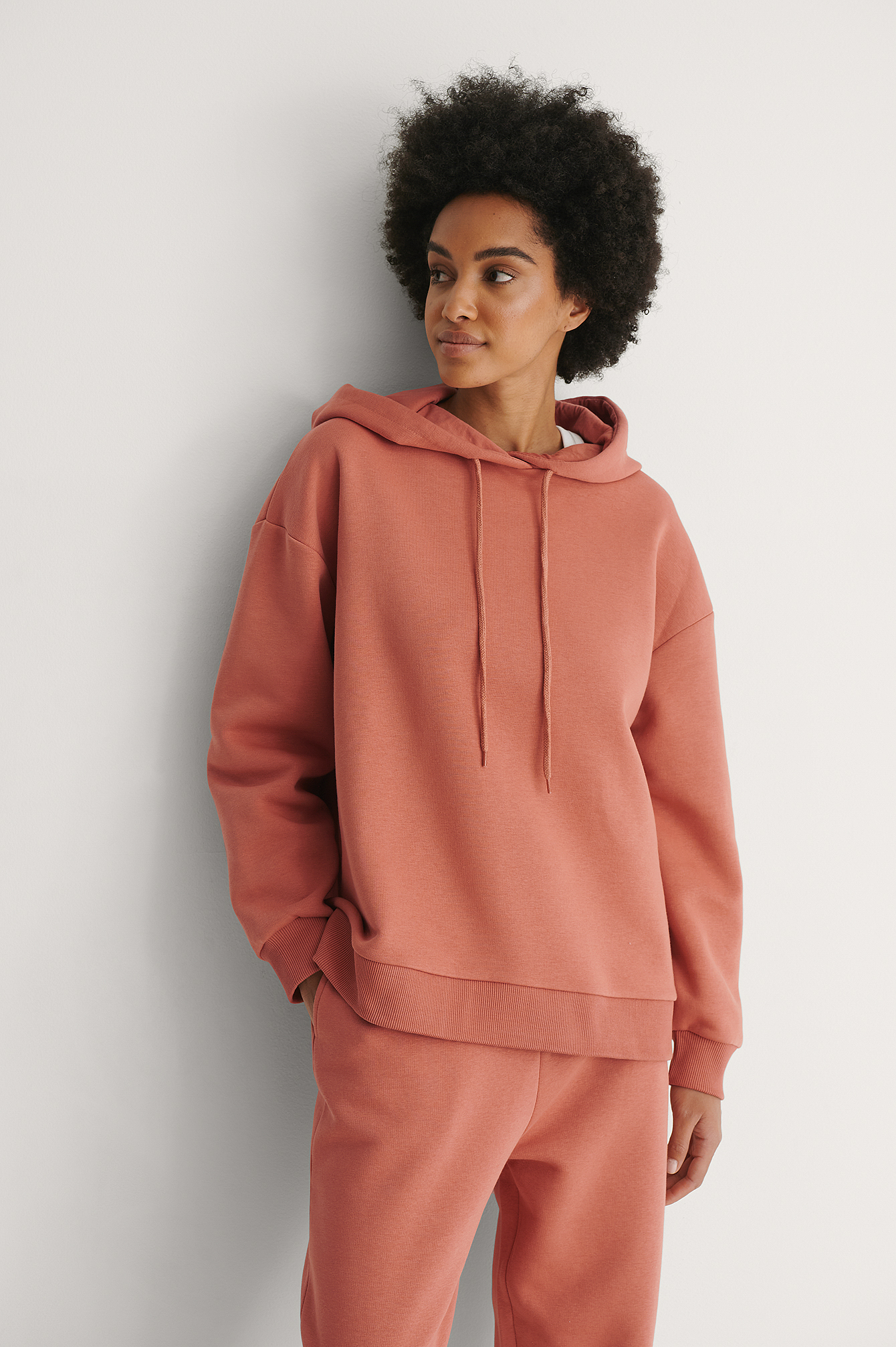 Oversized Drawstring Hoodie Pink | NA-KD