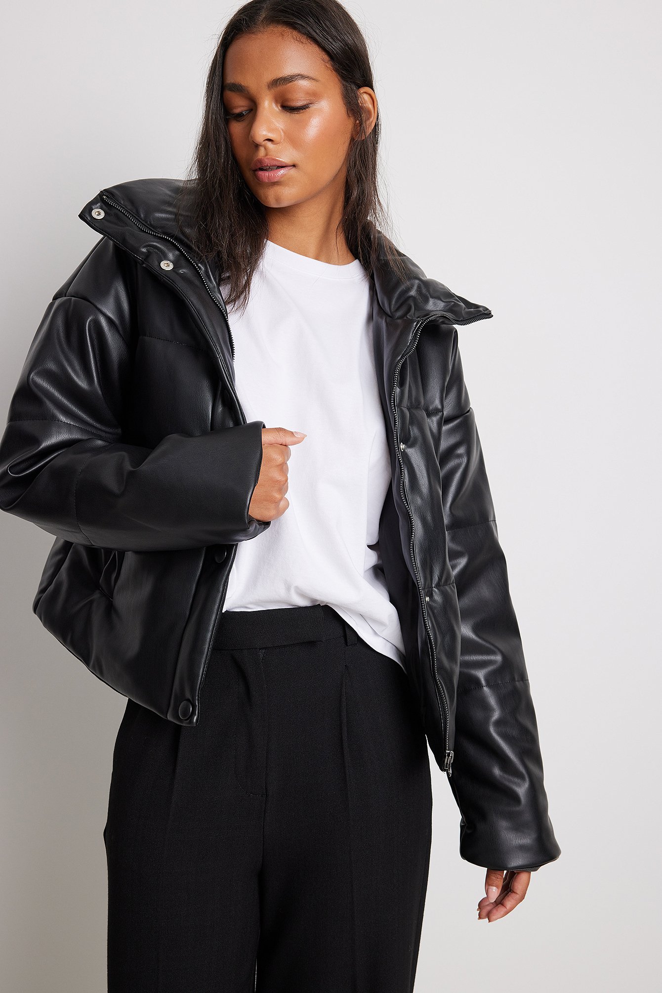 PU Padded Jacket Black | na-kd.com