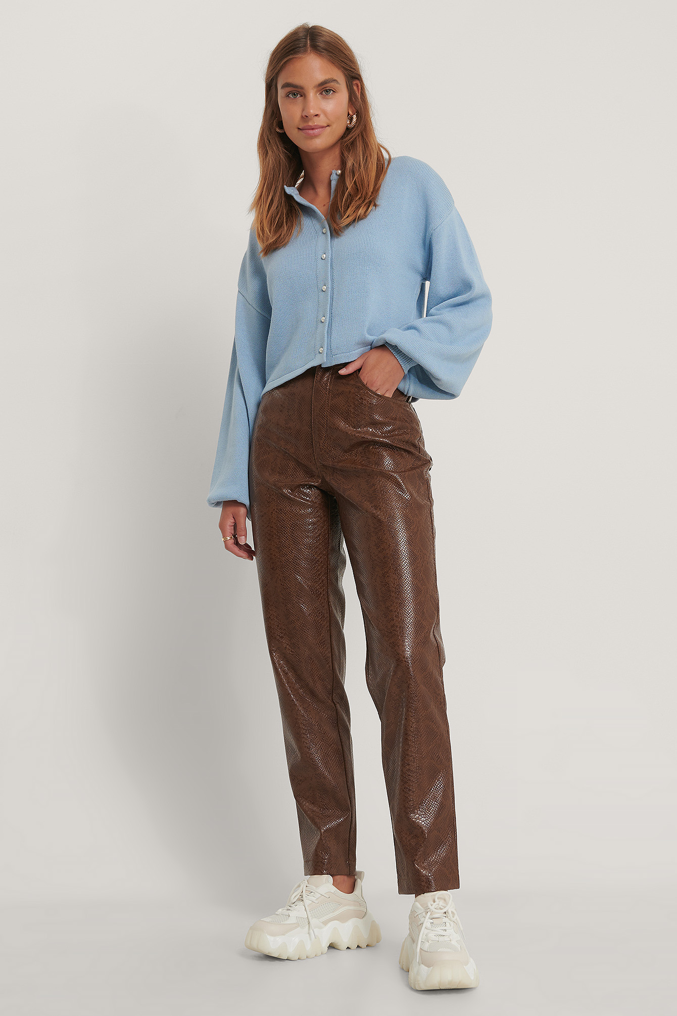 Pu Snake Pants Brown | NA-KD