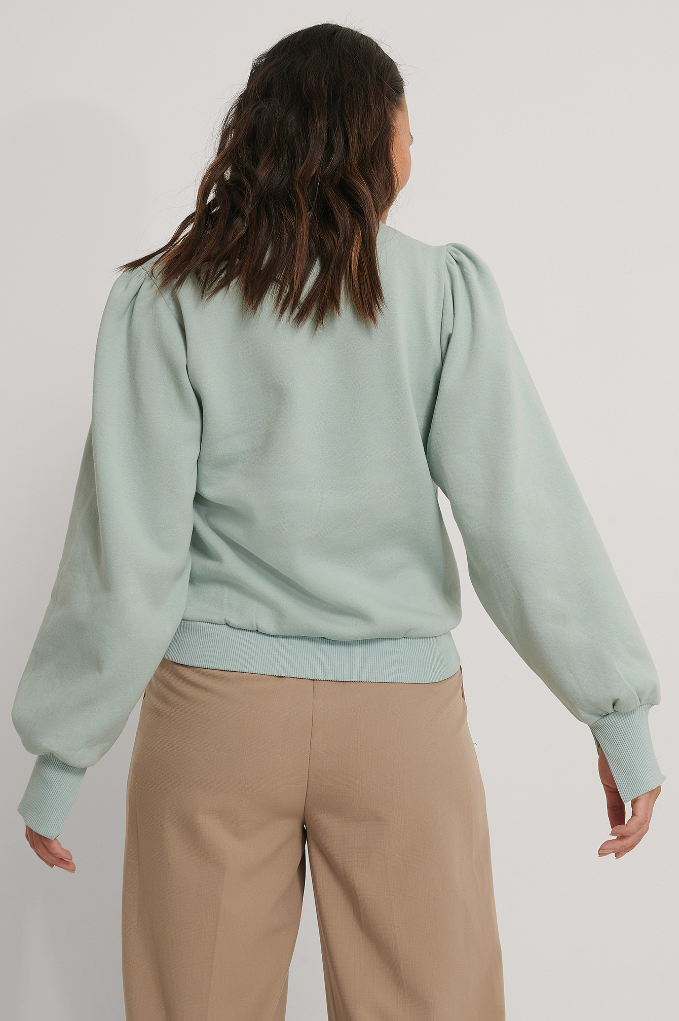 Puff Sleeve Split Cuff Sweatshirt Blue | na-kd.com