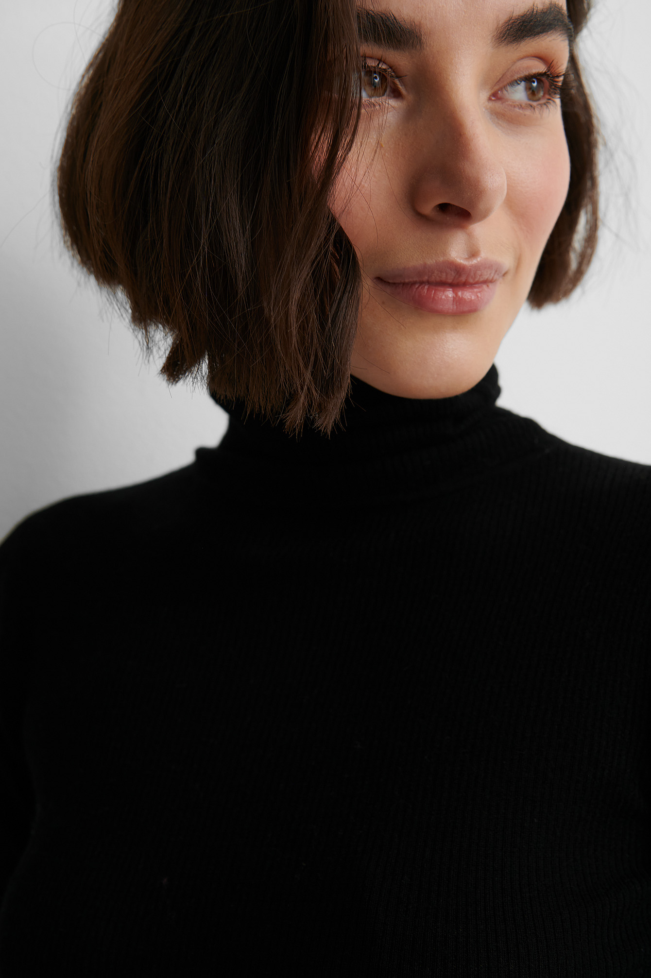 Pure Wool High Neck Knitted Sweater Black | NA-KD