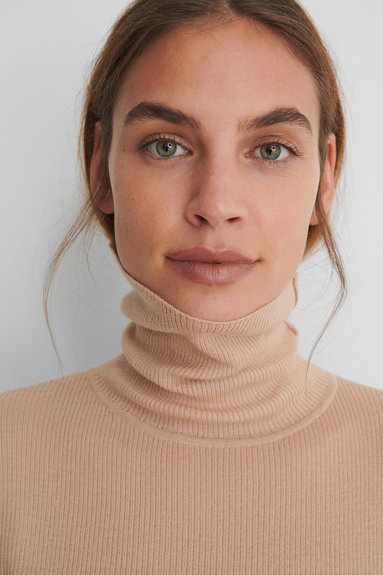 Merino Wool High Neck Sweater Beige | na-kd.com