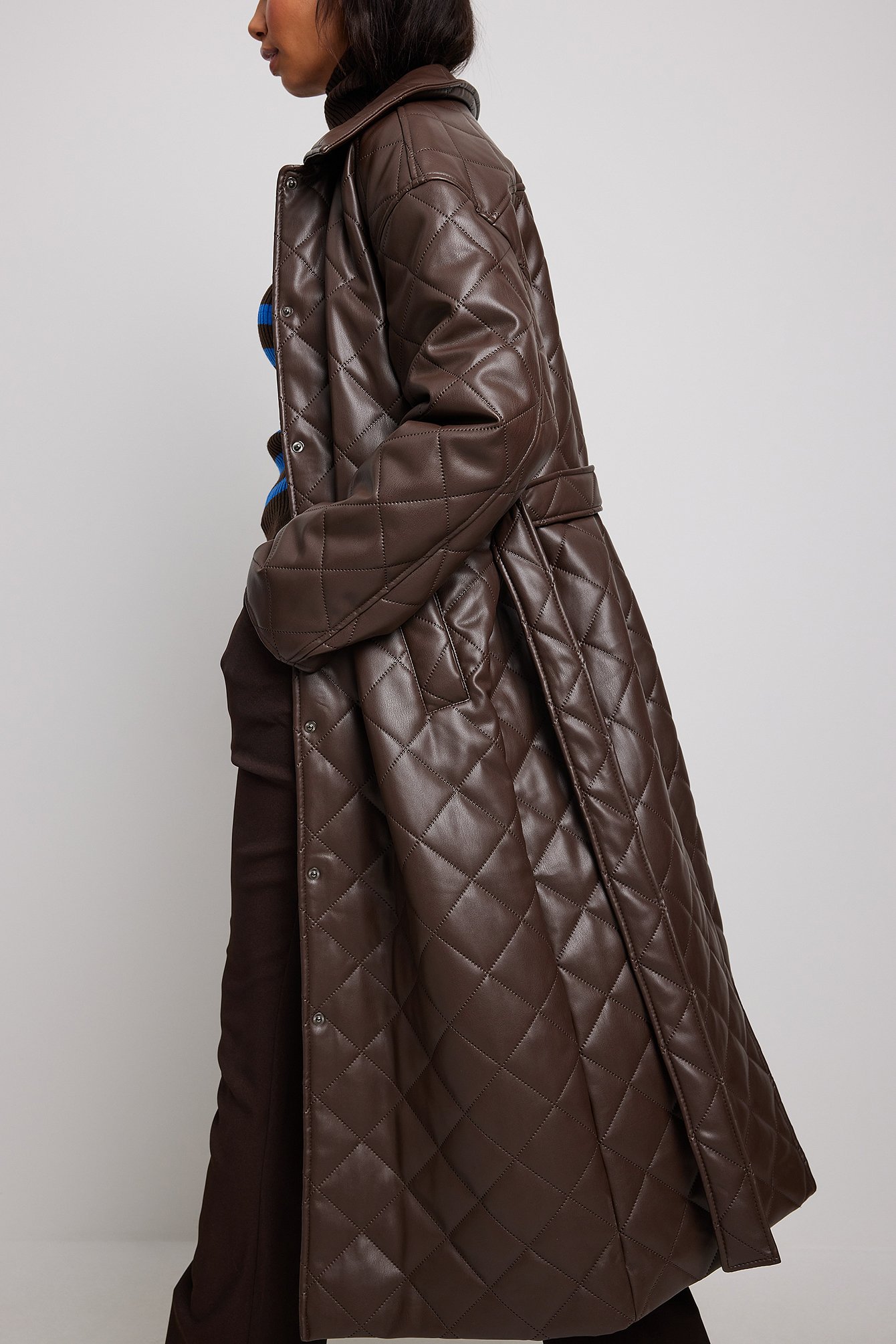 Quilted Pu Coat Brown | NA-KD