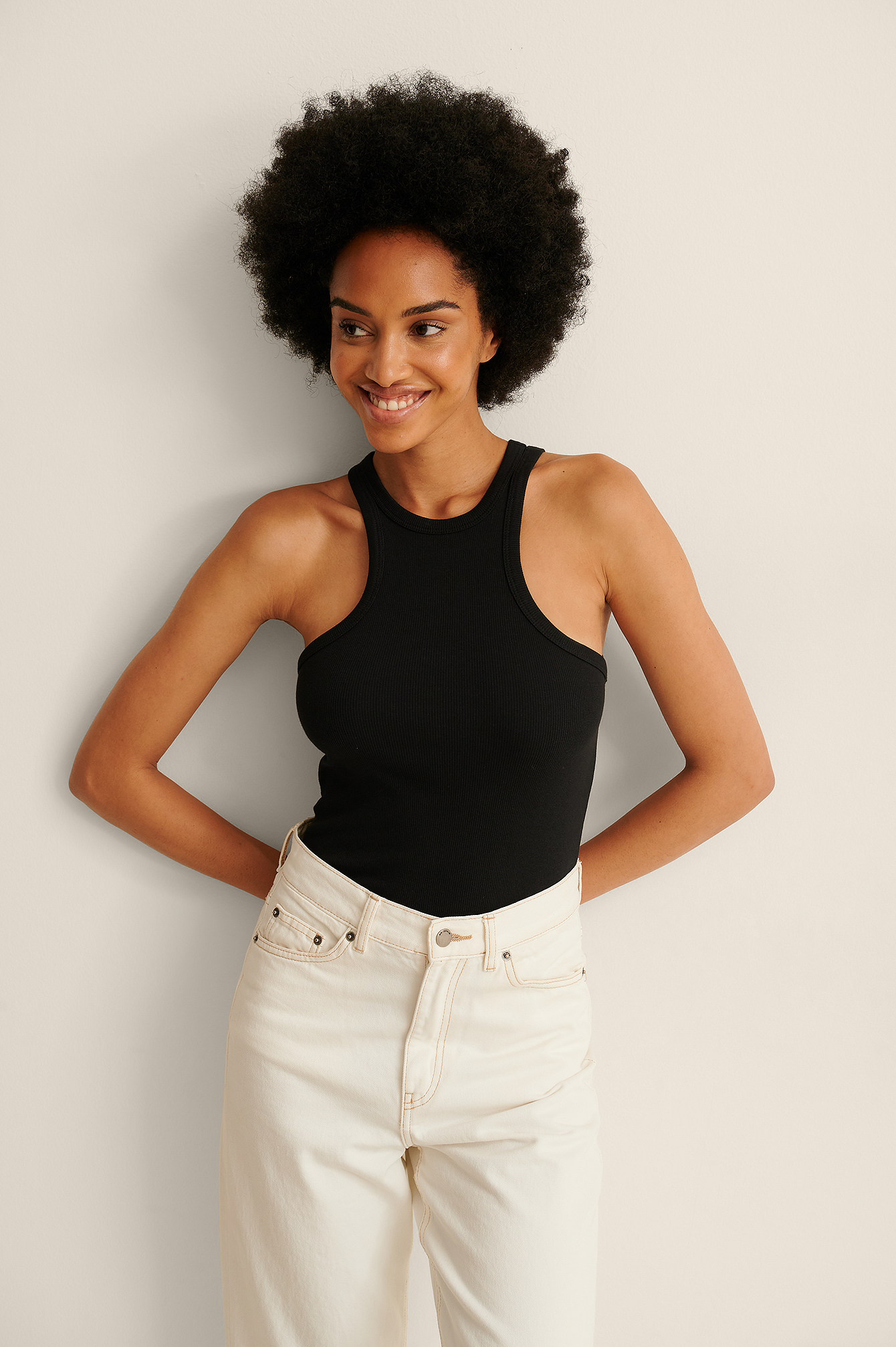 Racerback Rib Singlet Black | NA-KD