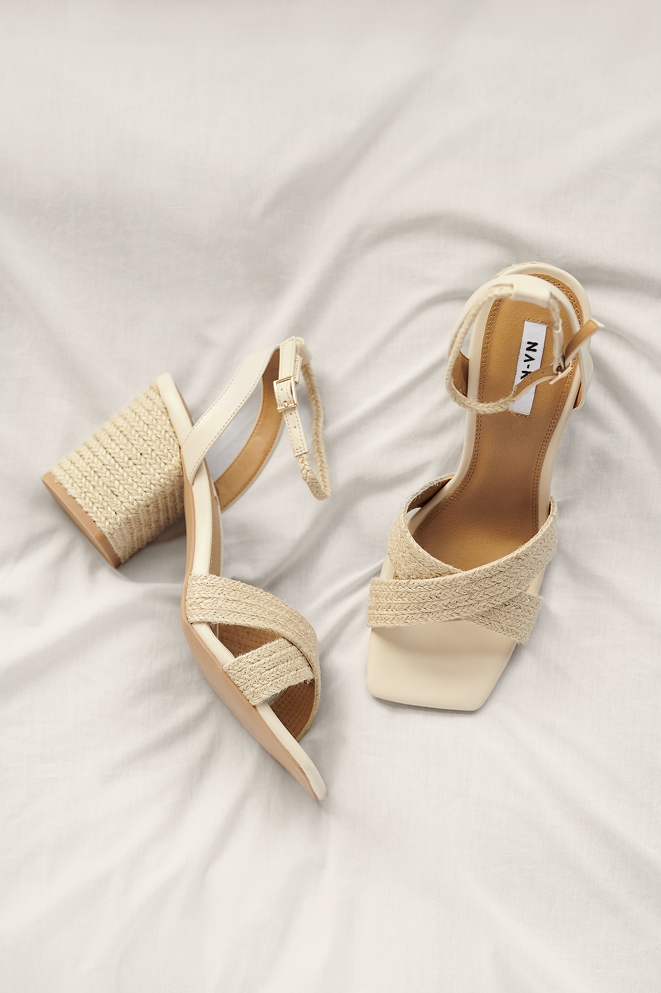 Raffia Braided Heels Beige | na-kd.com