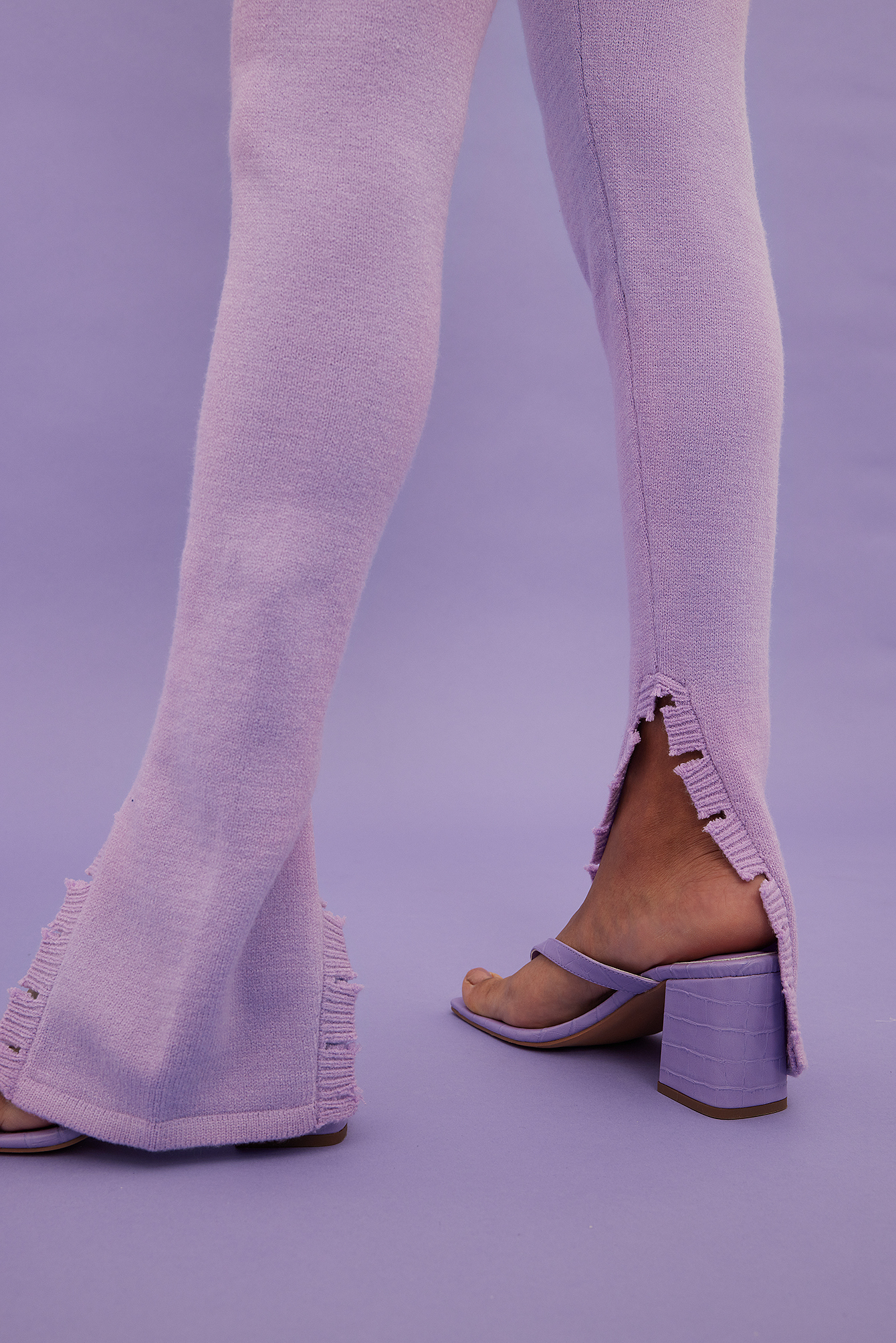 Raw Hem Side Slit Pants Purple | na-kd.com