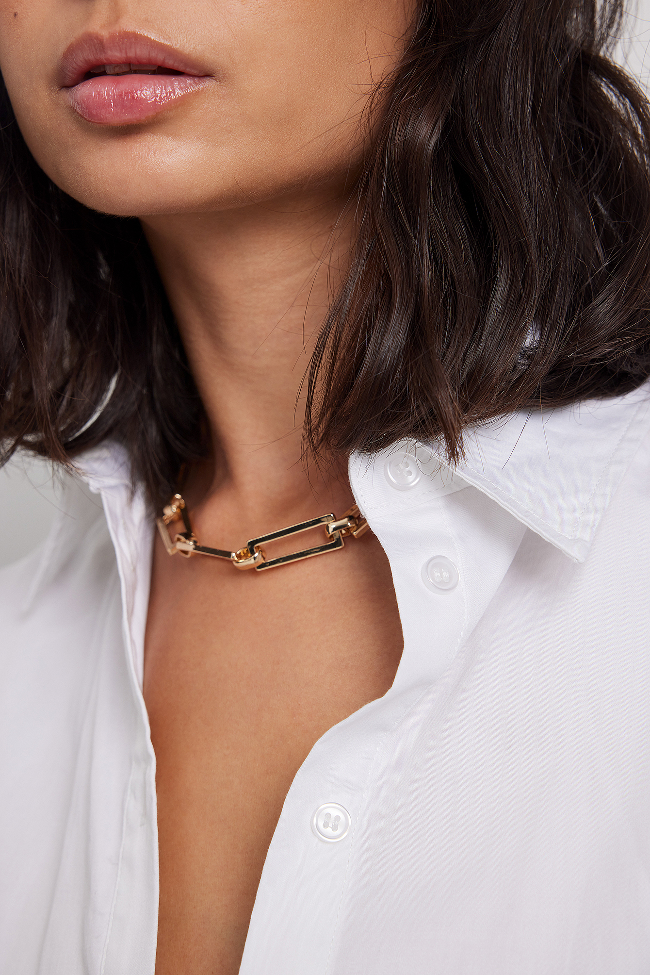 Rectangular Chain Necklace Gold | NA-KD