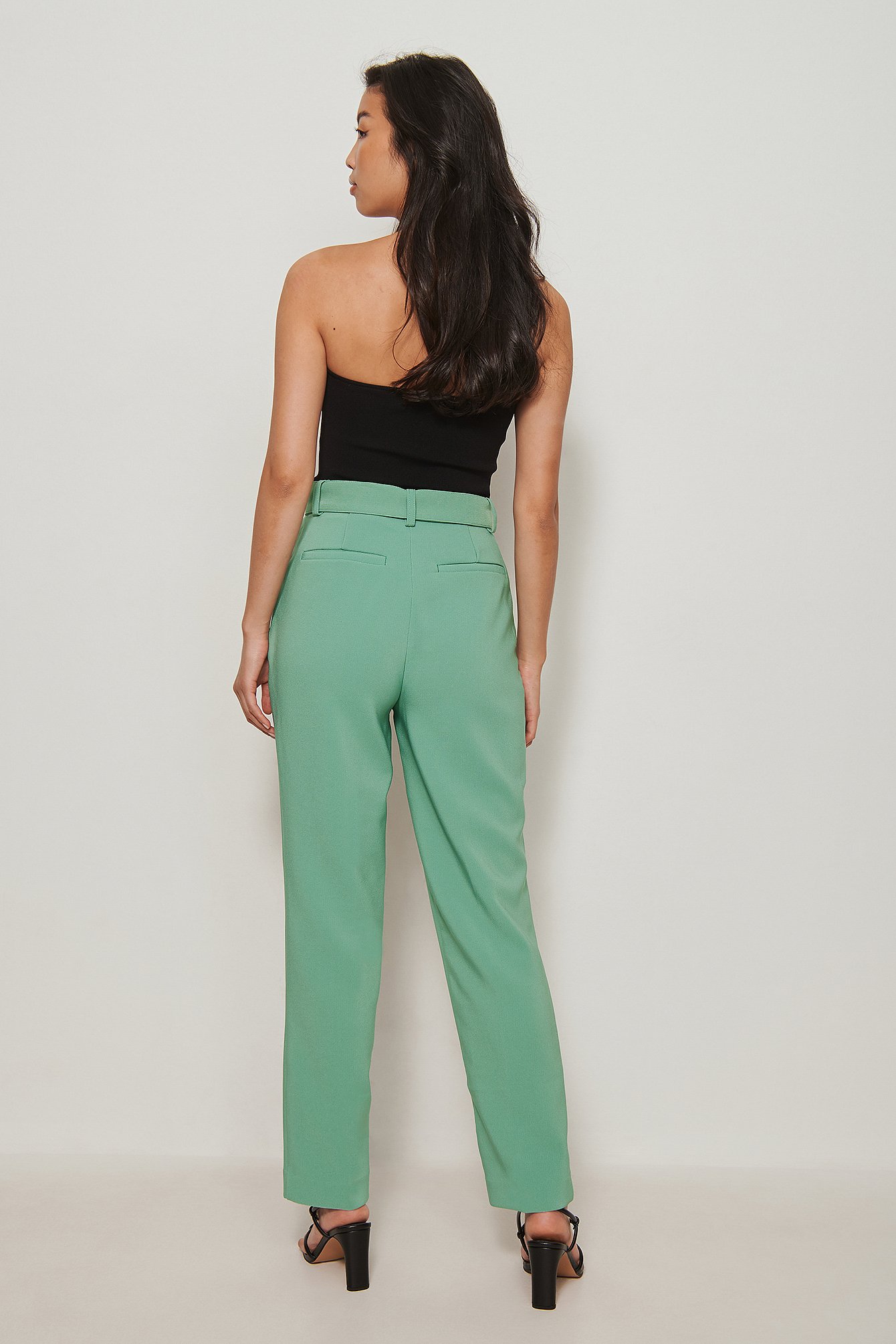 Recycled Belted Suit Pants Green | na-kd.com