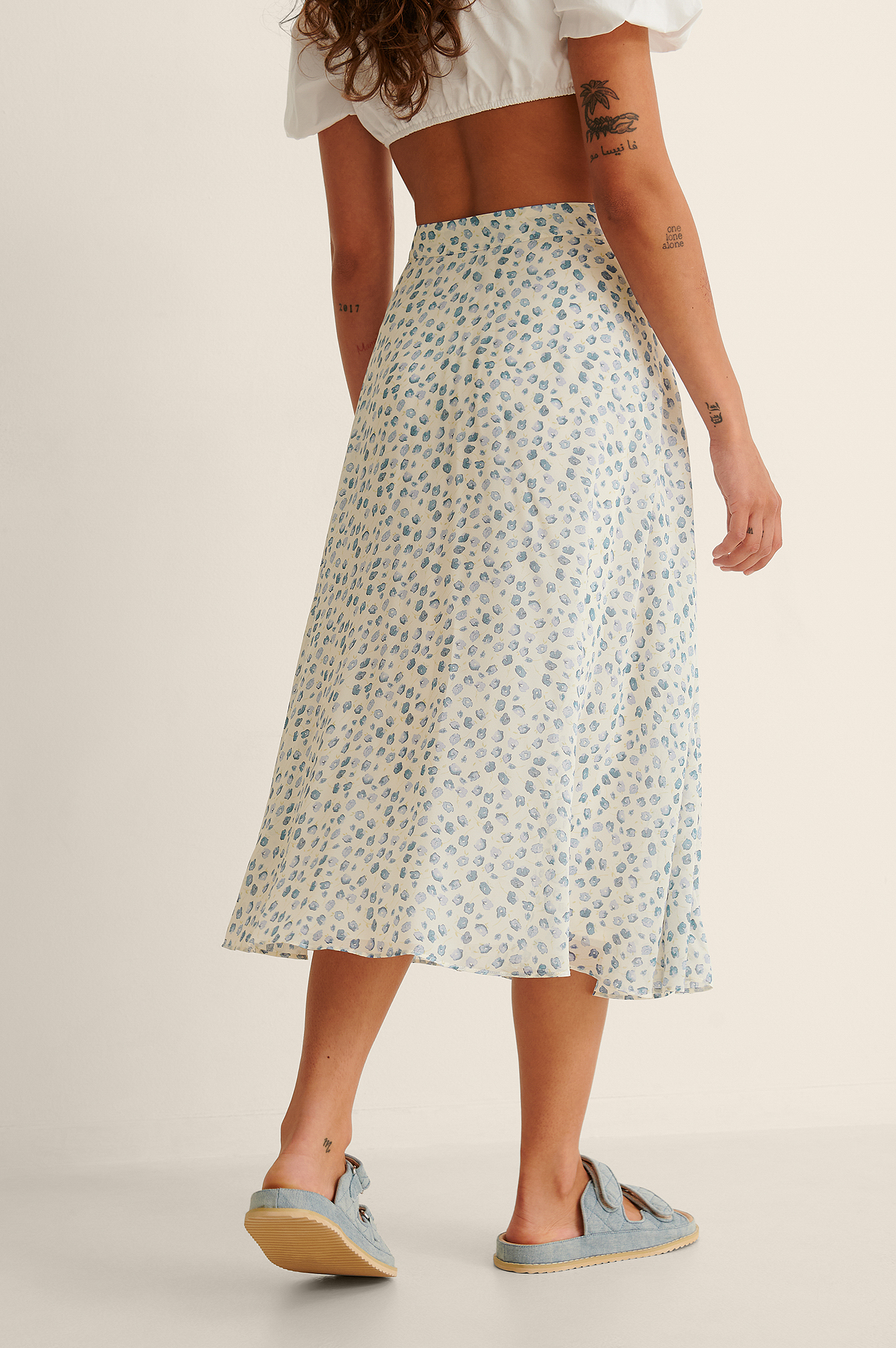 Recycled Chiffon Midi Skirt Multicolor | na-kd.com