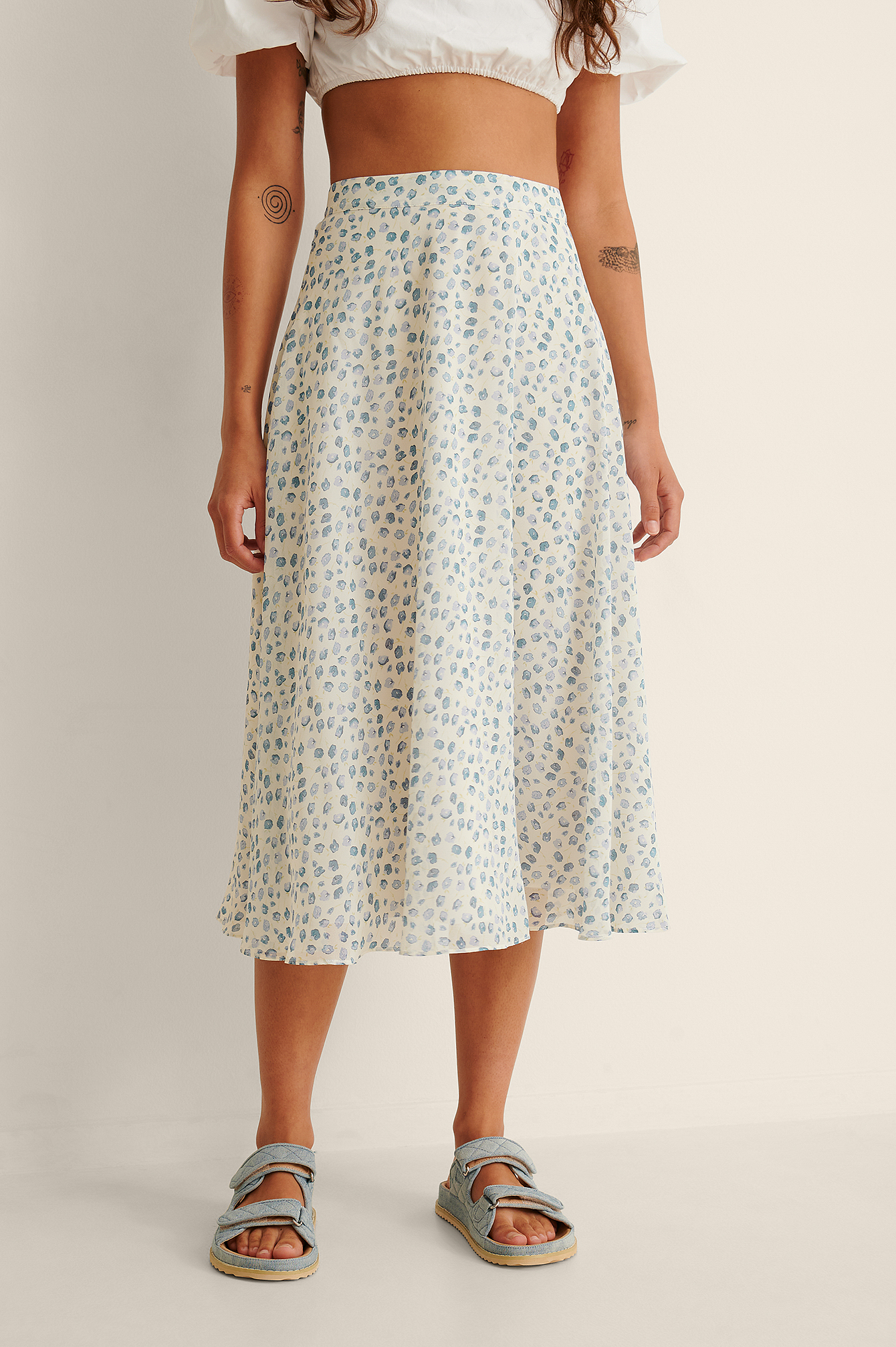 Recycled Chiffon Midi Skirt Multicolor | na-kd.com
