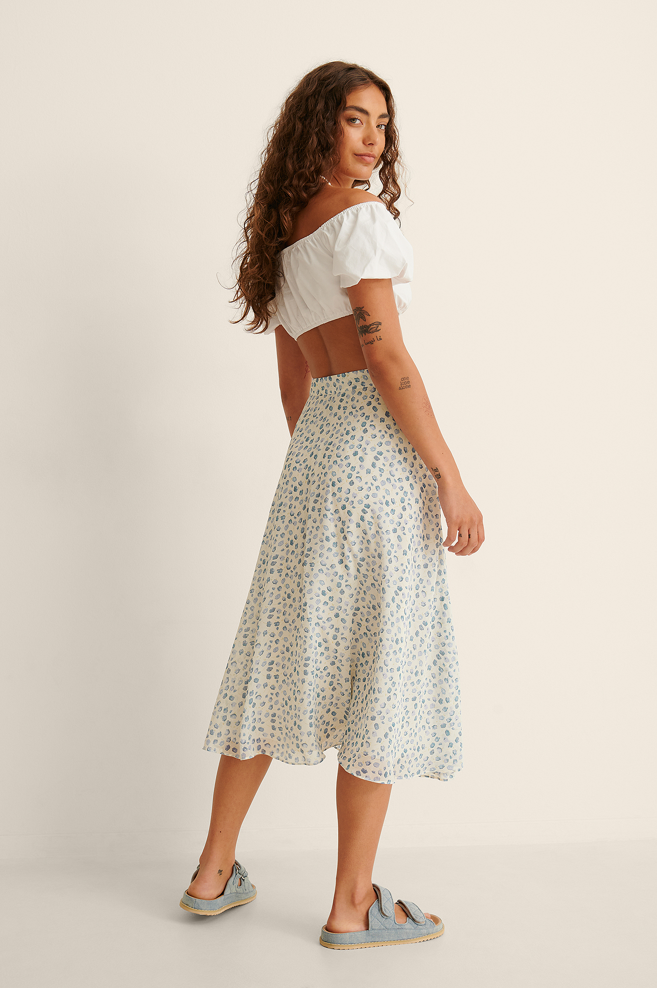 Recycled Chiffon Midi Skirt Multicolor | na-kd.com