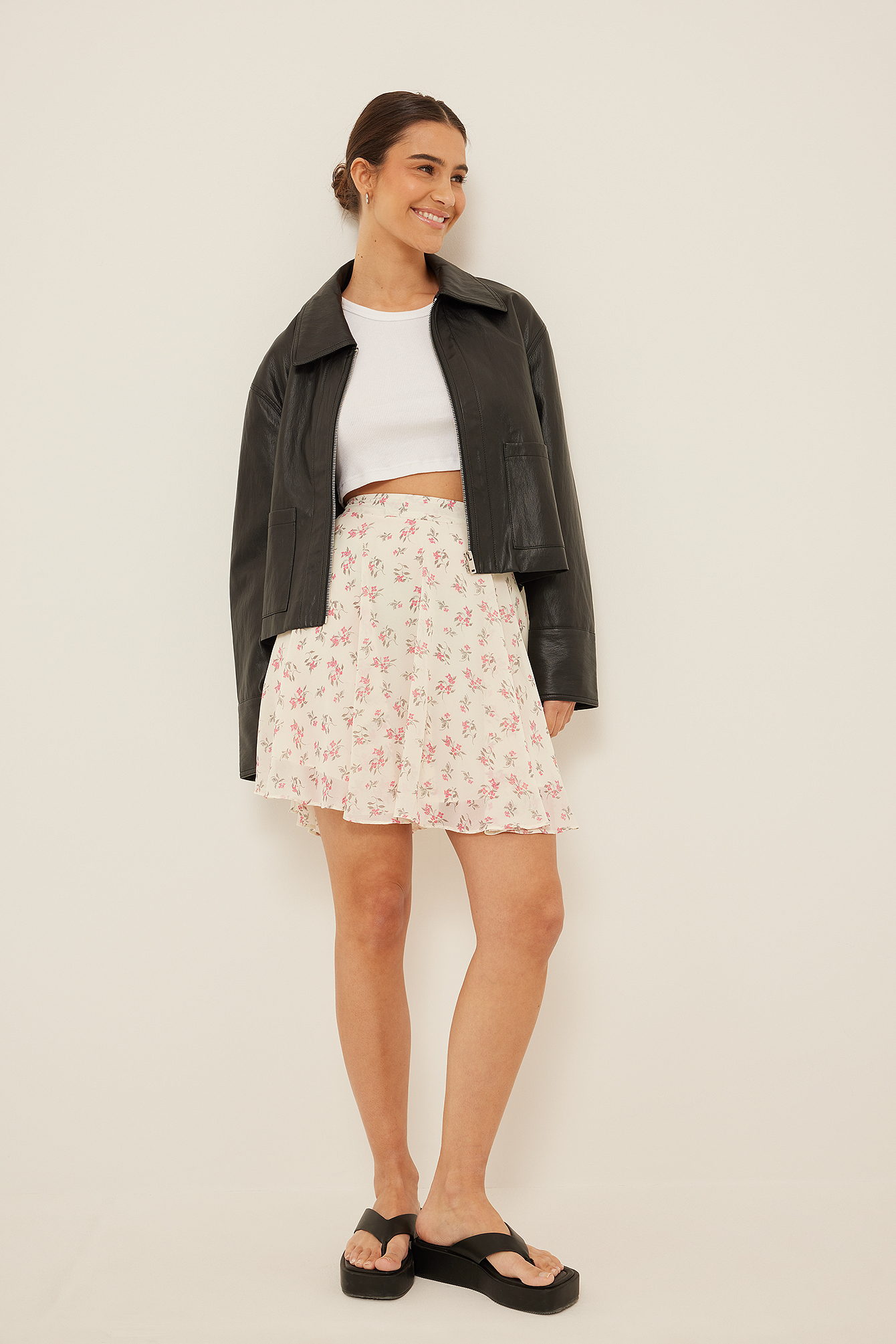 Recycled Chiffon Mini Skirt Offwhite | na-kd.com