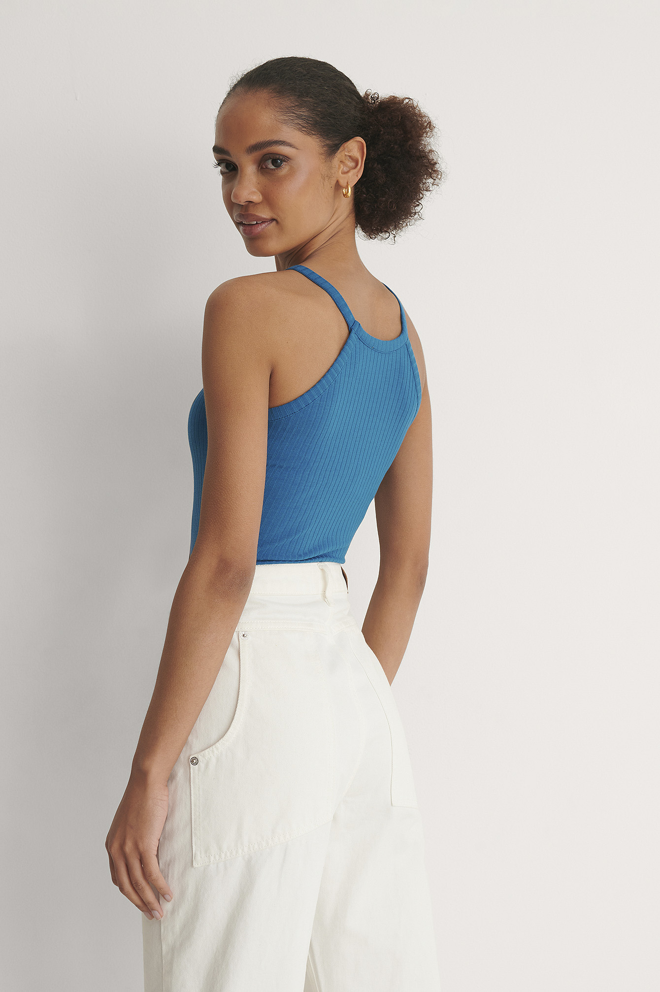 High Neck Ribbed Body Blue | na-kd.com