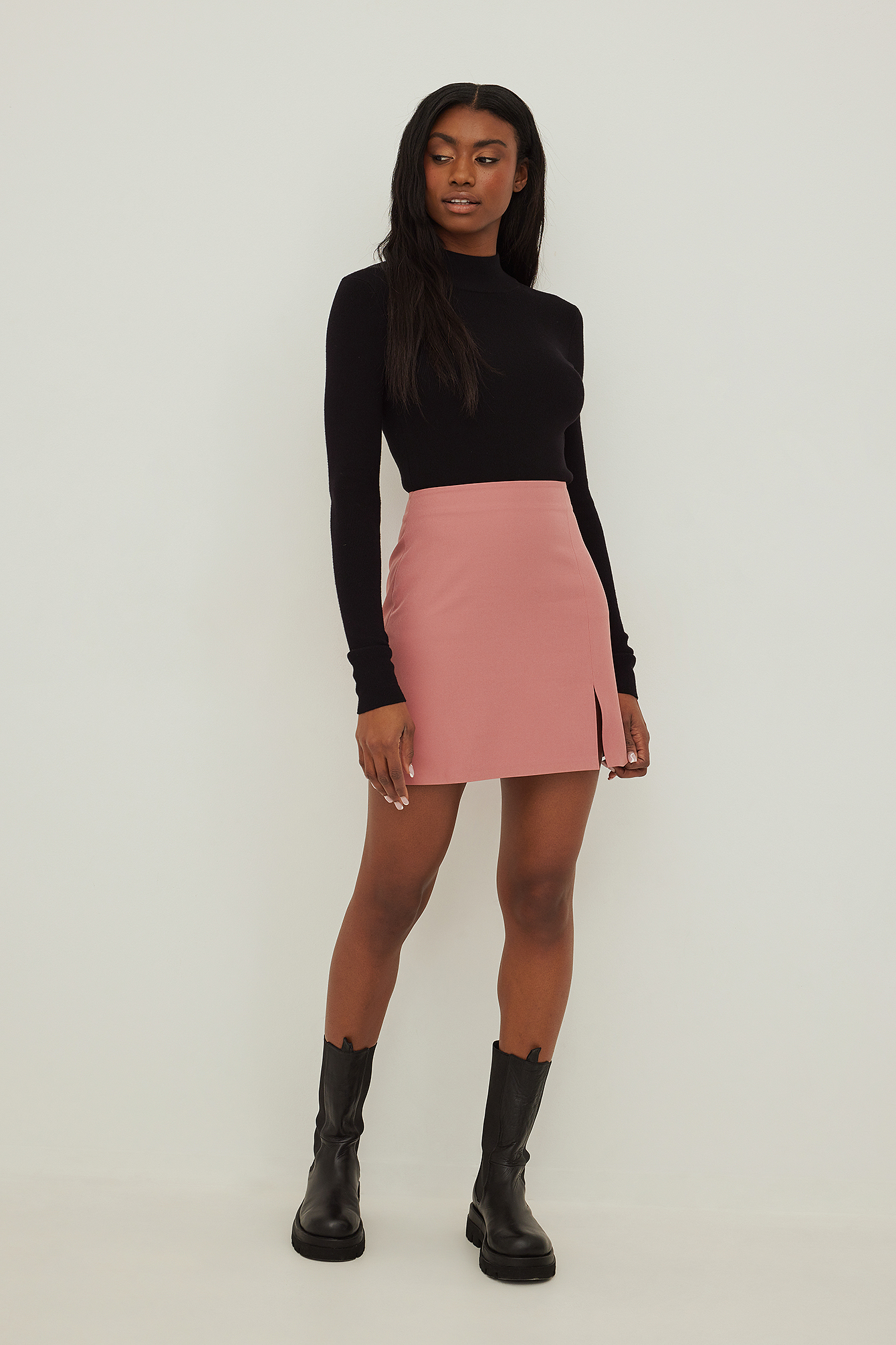 Recycled Mini Slit Skirt Black | na-kd.com