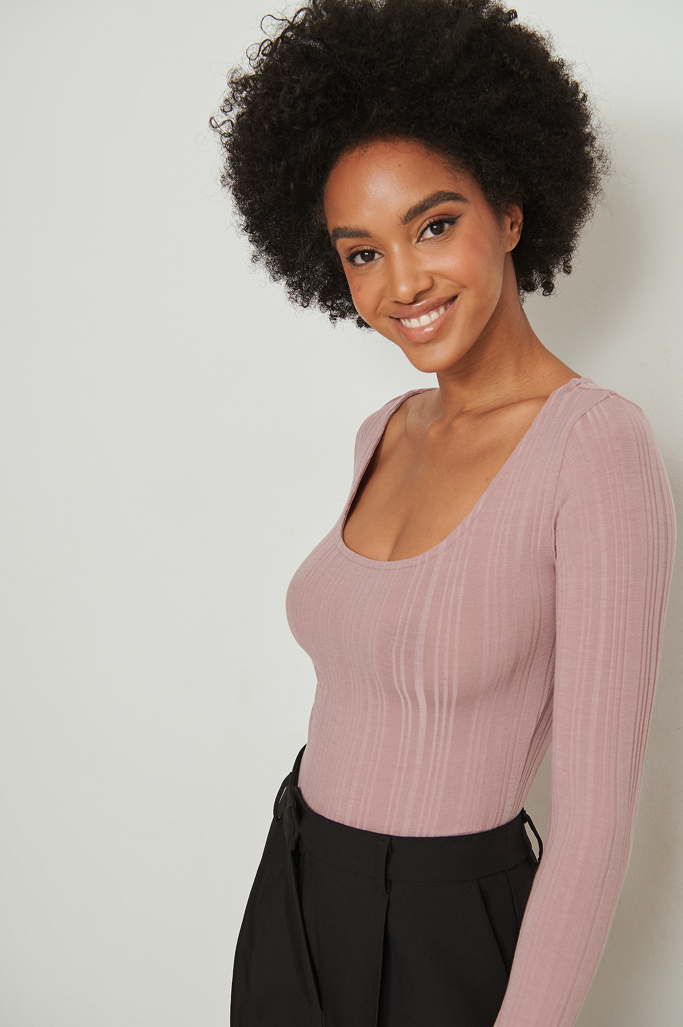 Recycled Scoop Neck Rib Top Black | na-kd.com