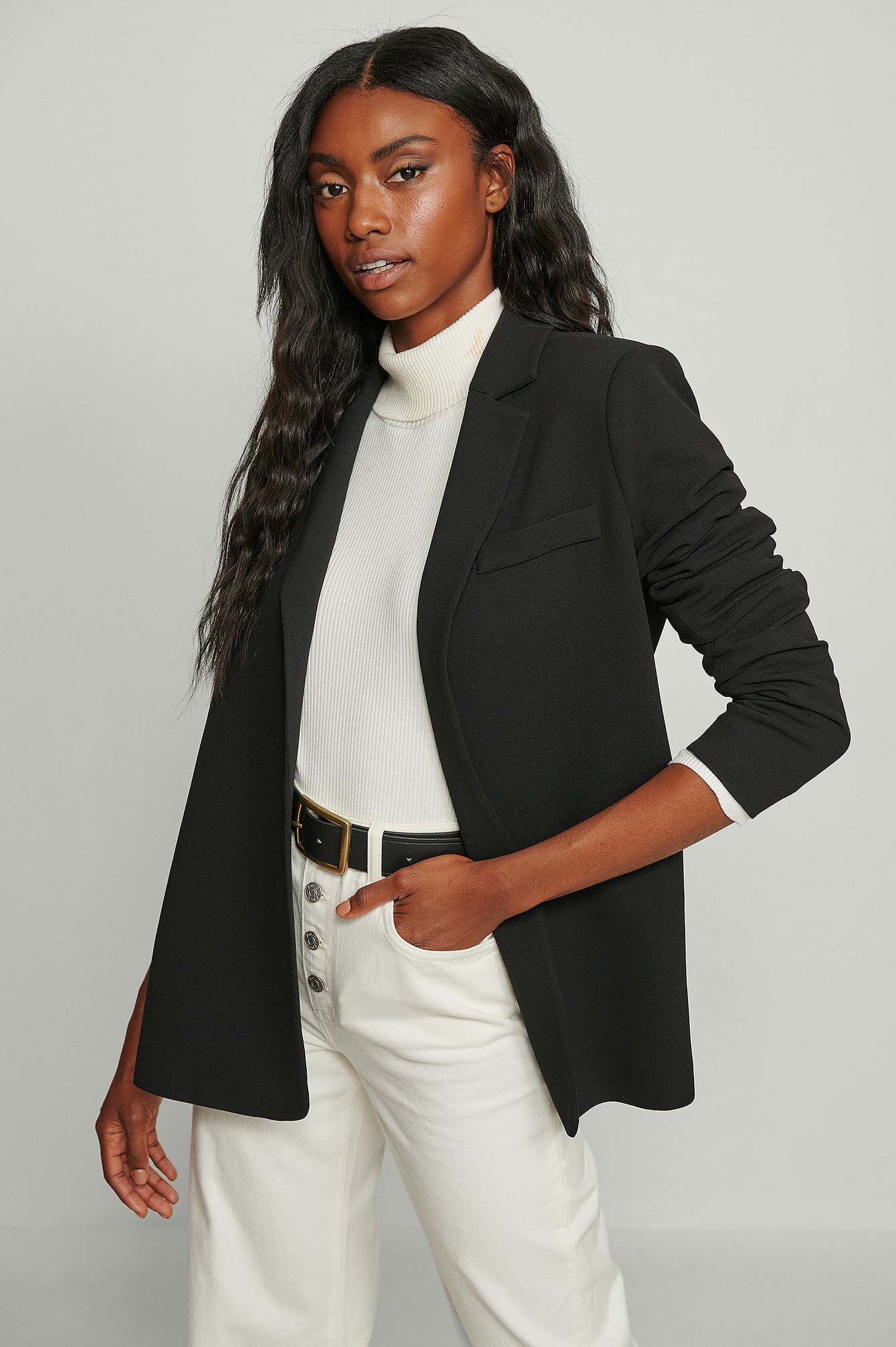 Recycled Side Slit Blazer Black | NA-KD