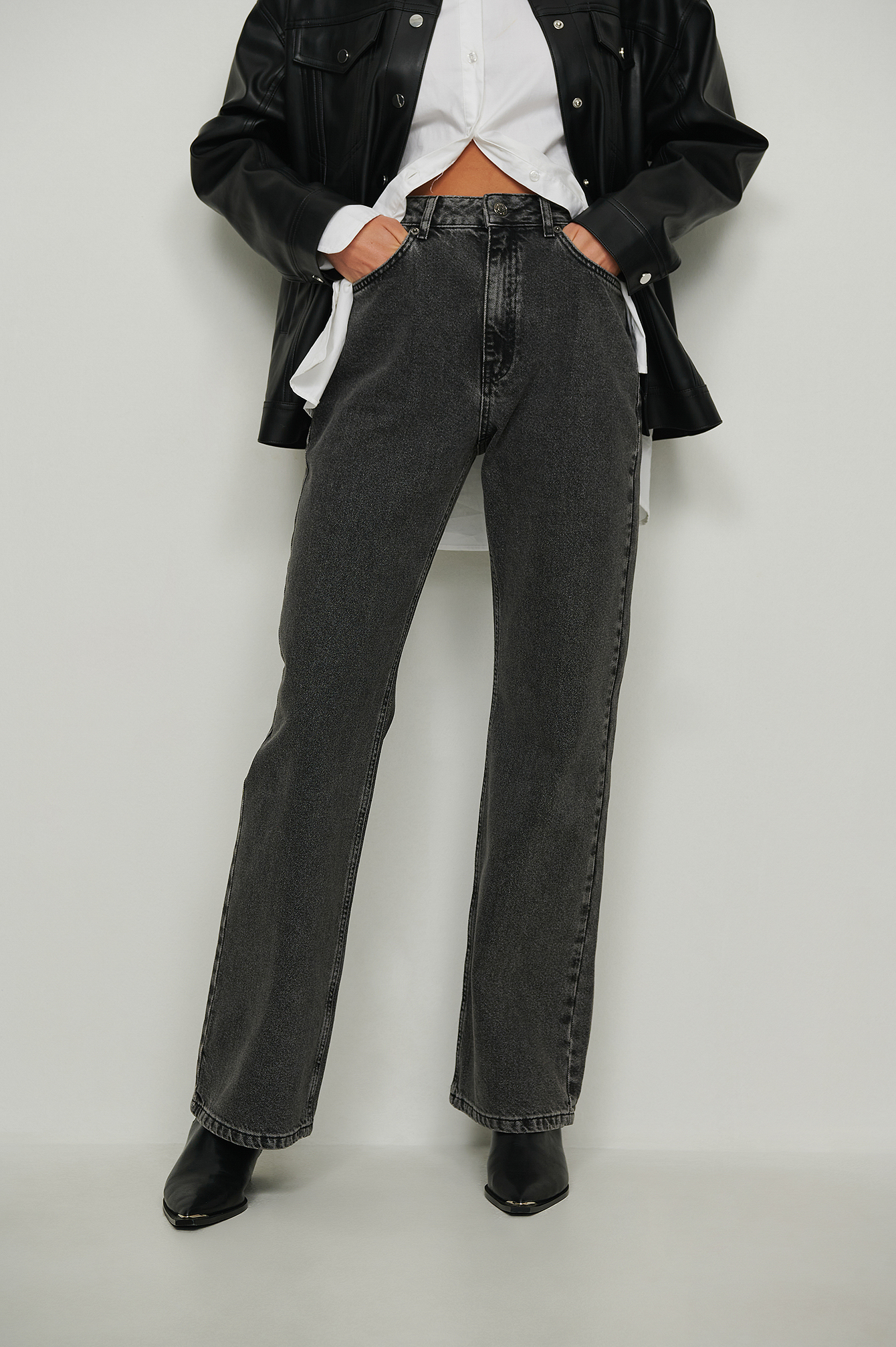 Relaxed Full Length Jeans Offwhite | na-kd.com