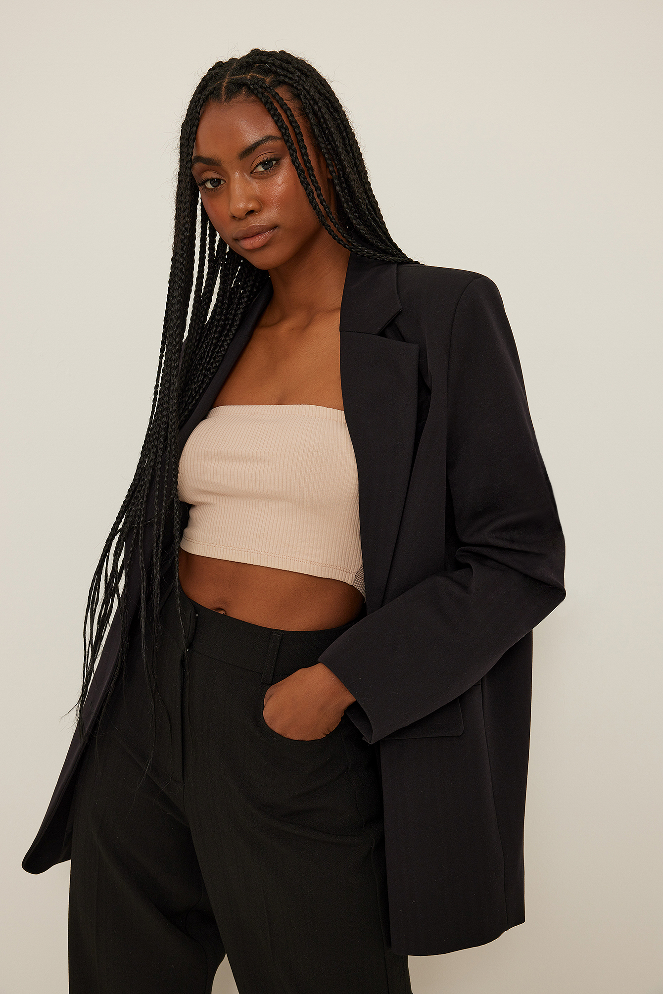 Organic Ribbed Cropped Tube Top Beige | na-kd.com