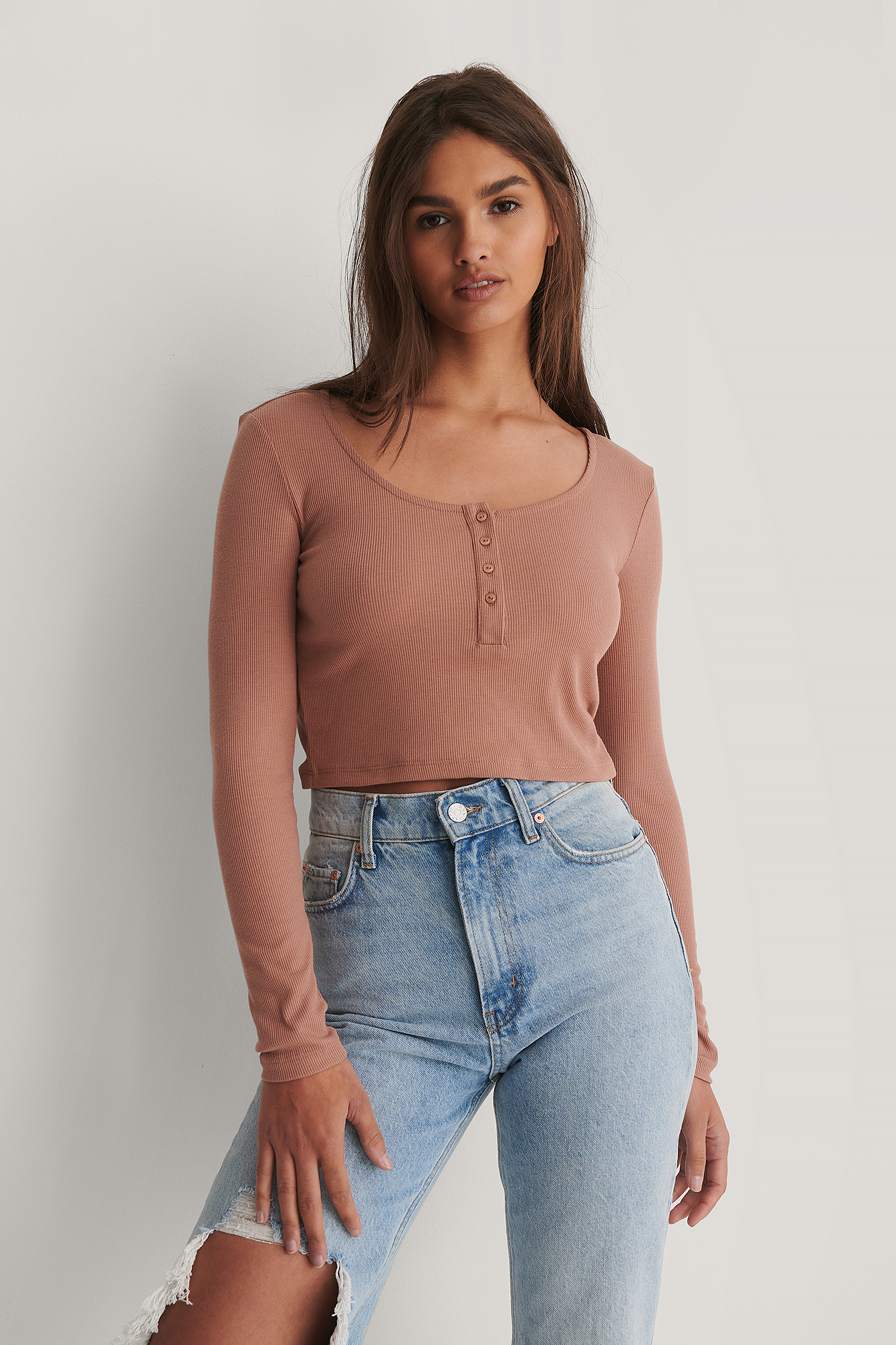 Ripp-Jersey-Top Rosa | NA-KD