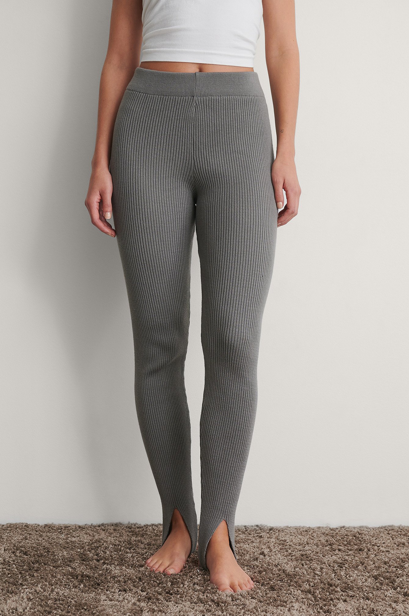 Ribbed Loop Tights Grey | na-kd.com