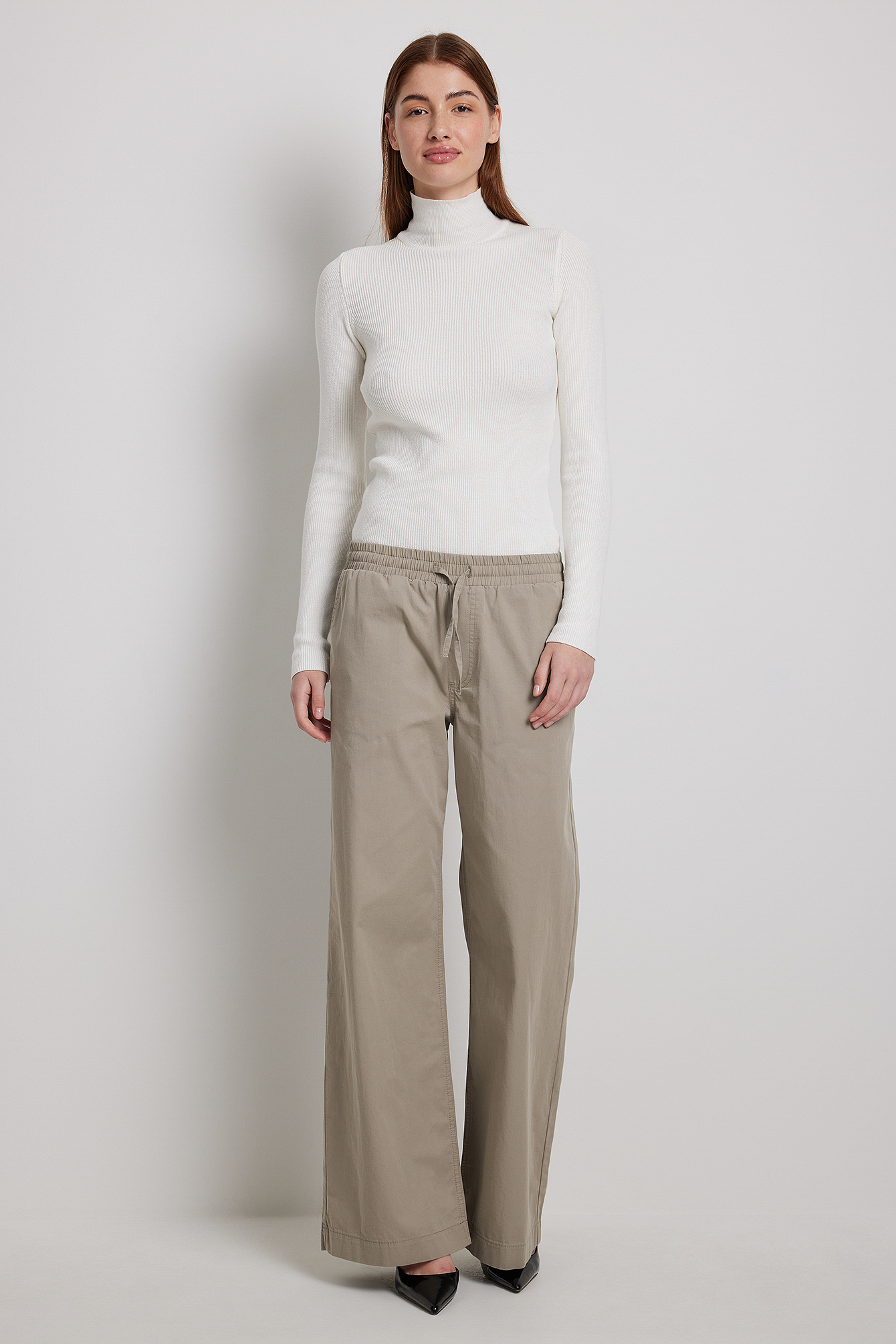 Ribbed Polo Knitted Sweater Offwhite | na-kd.com