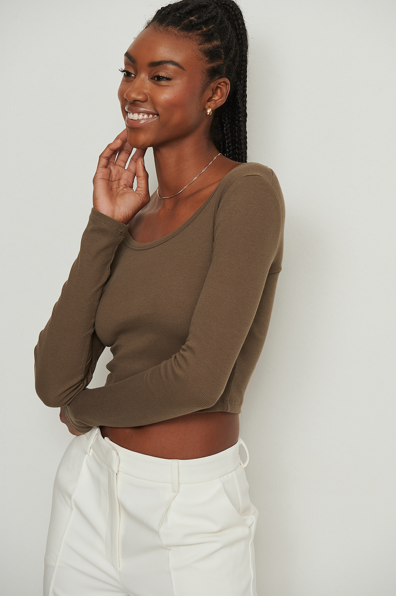 Bare Shoulder Rib Top Black | na-kd.com