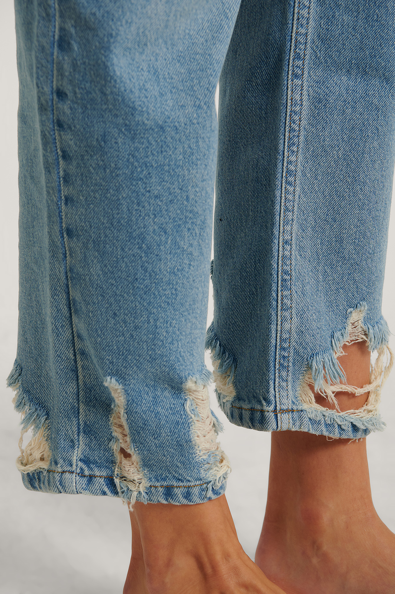 Ripped Hem Straight High Waist Jeans Blue | na-kd.com