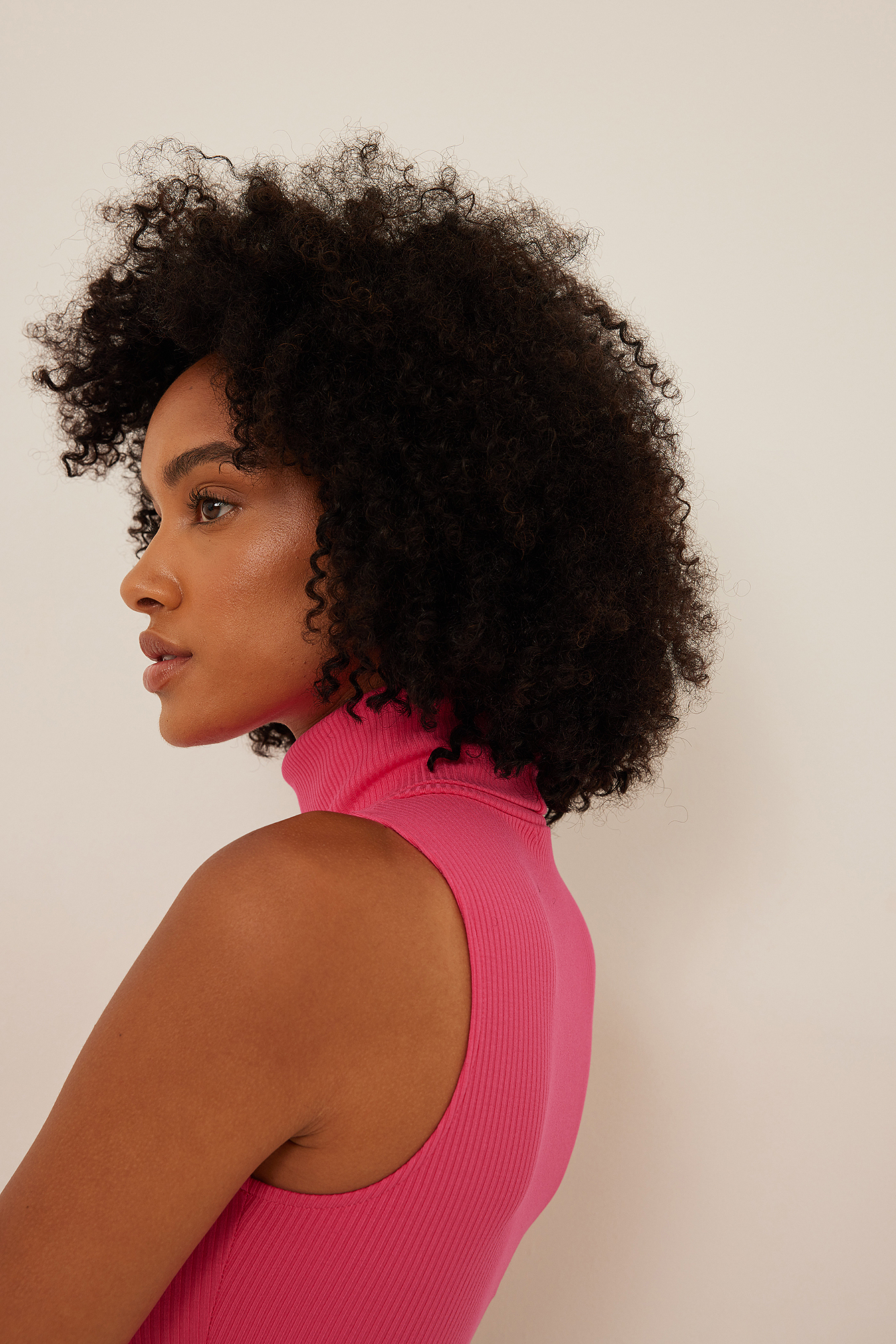 Roll Neck Sleeveless Top Pink | NA-KD