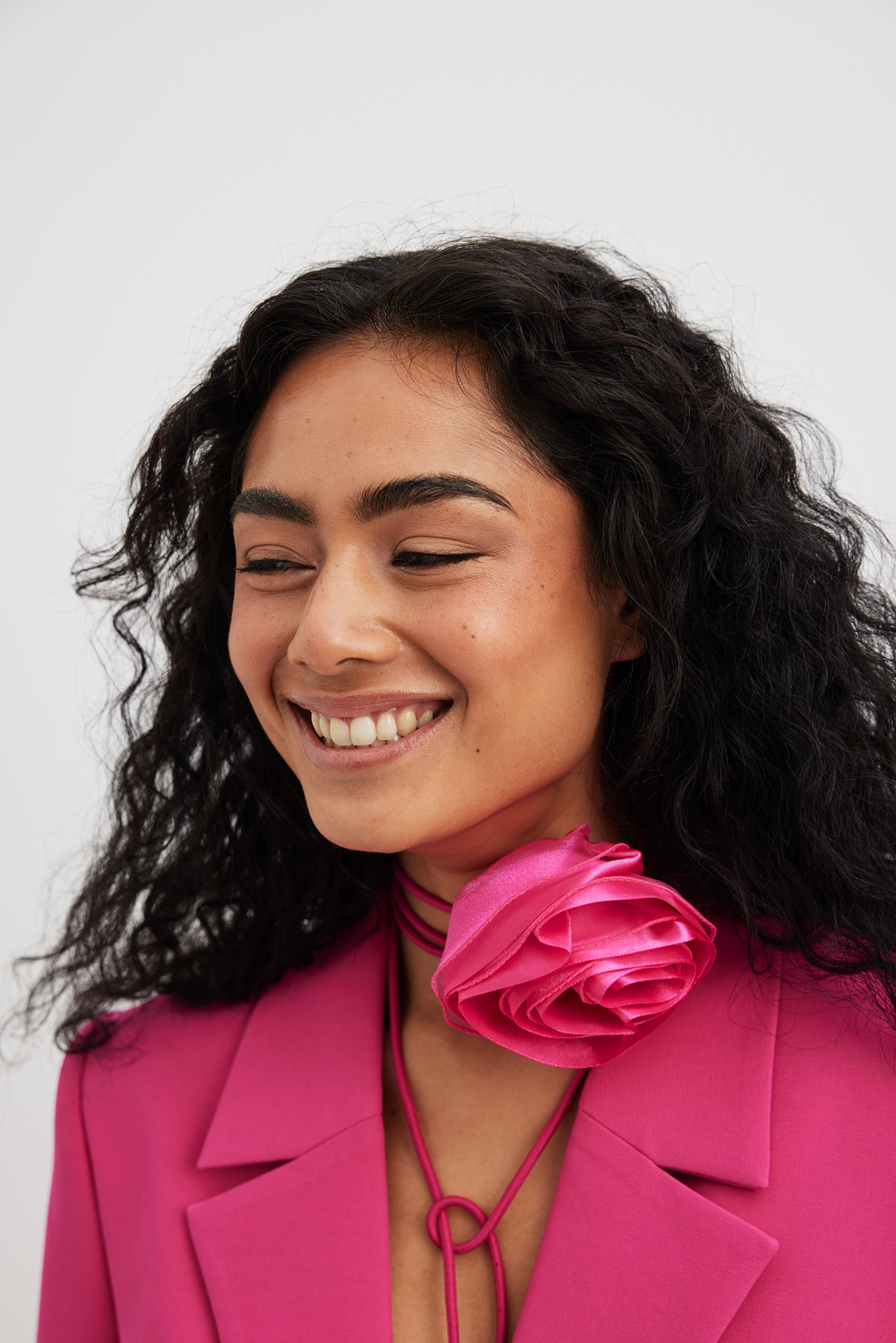 Rose Strap Necklace Pink Na Kd