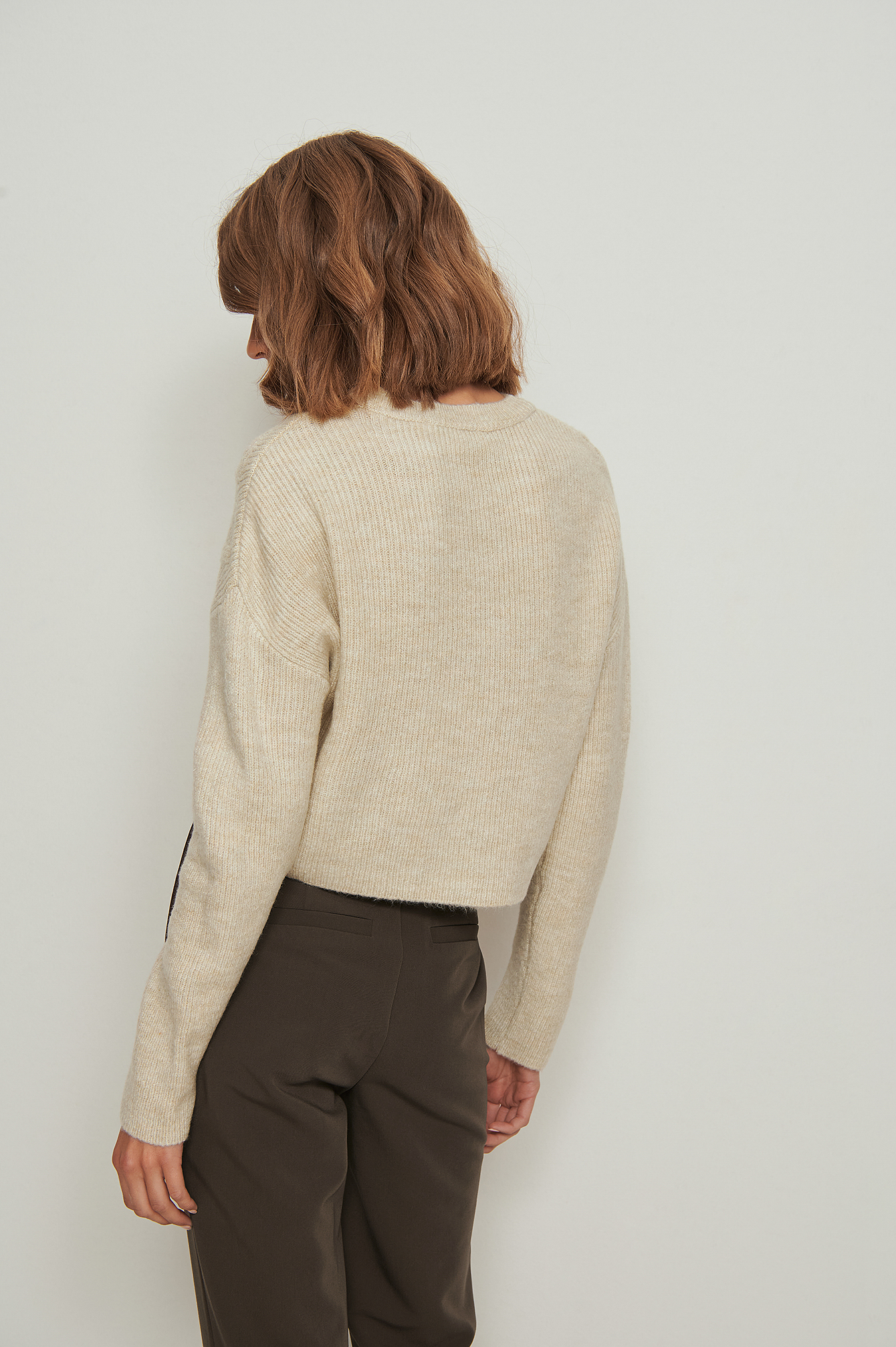 Round Neck Cable Knitted Sweater Beige | na-kd.com
