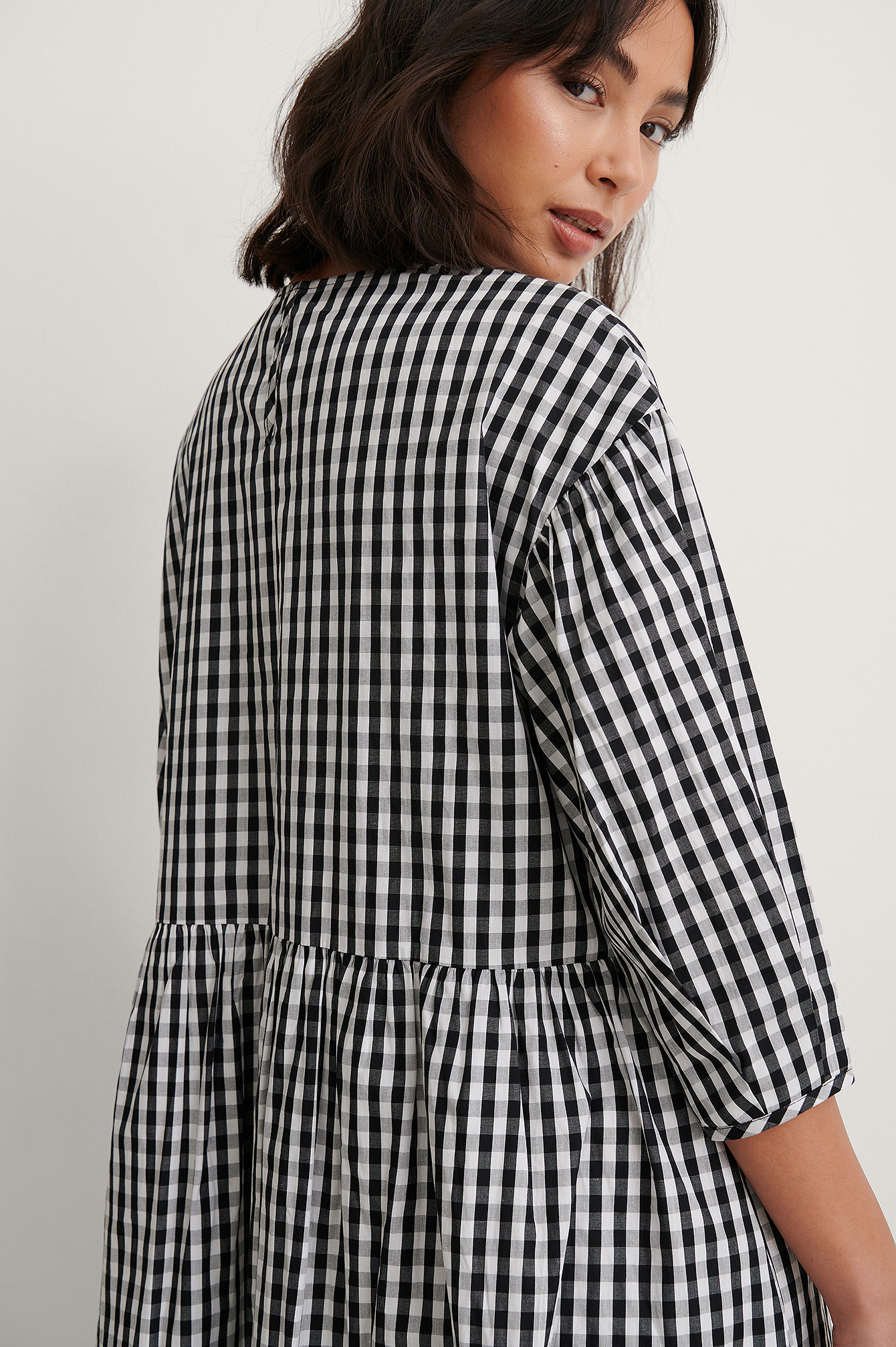 Round Neck Oversized Dress Checkered | na-kd.com