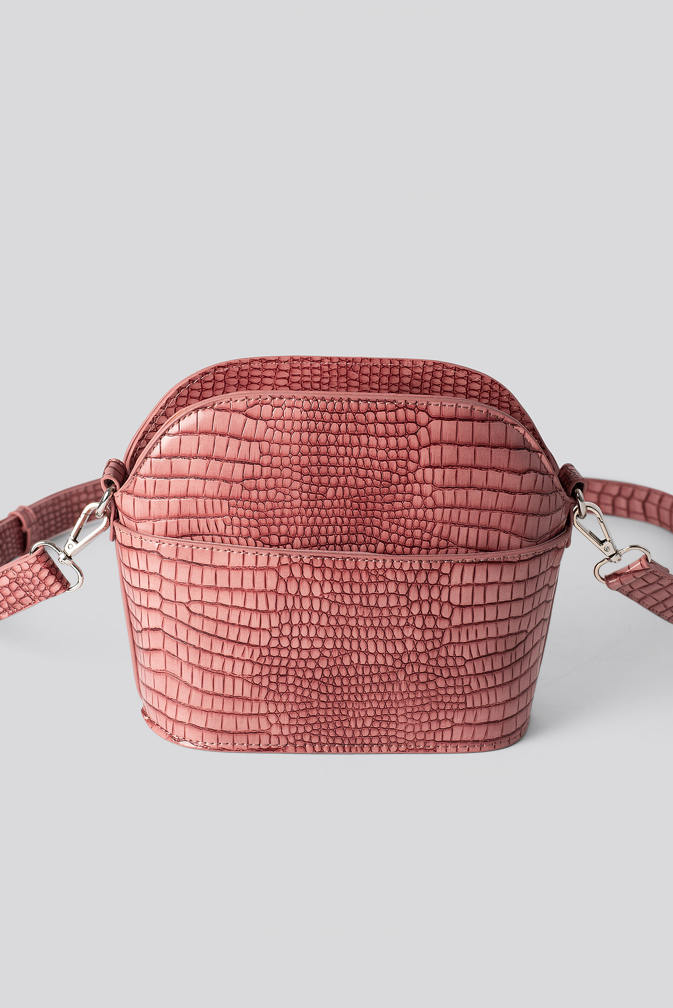Rounded Croc Crossbody Bag Pink | na-kd.com