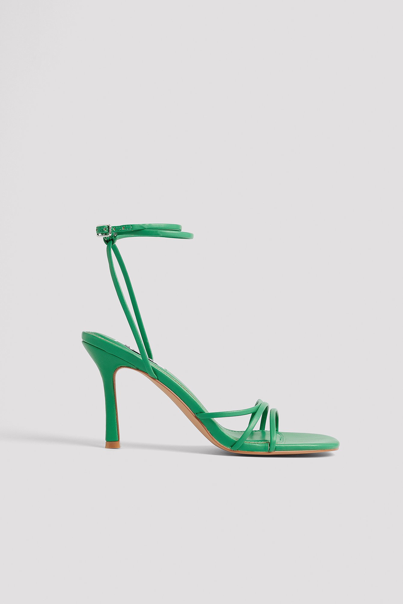 Rounded Toe Strappy High Heels Green | NA-KD