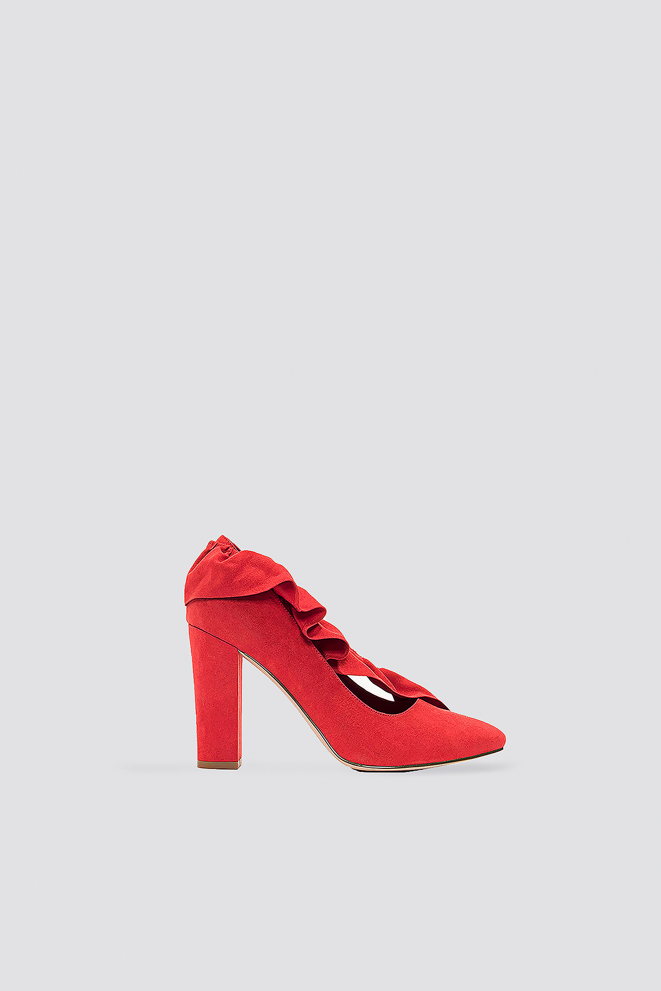 Ruffle Mid Heel Pump Red | NA-KD