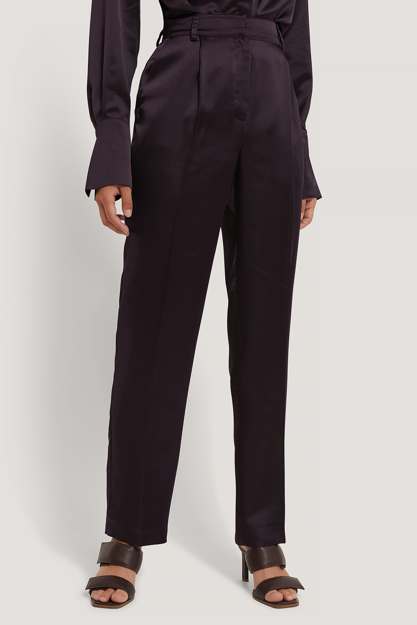 Satin High Rise Suit Pants Purple | na-kd.com