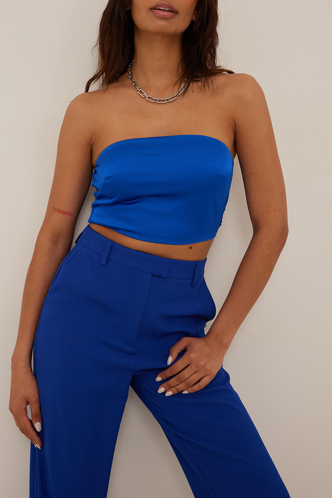 Satin Tube Top Blue | na-kd.com