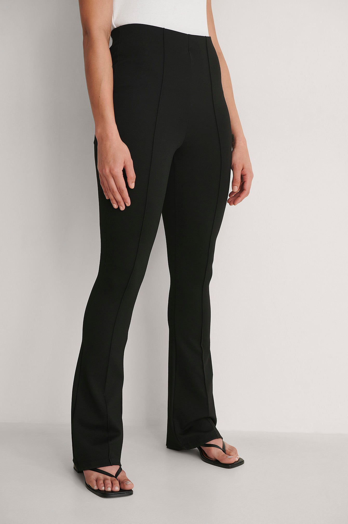 Seam Detail Jersey Pants Black Na
