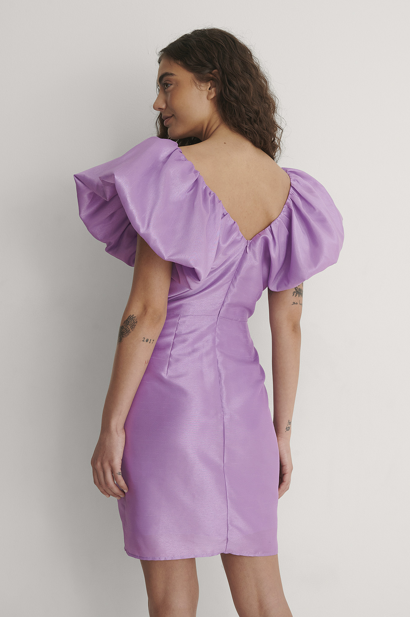Sharp Shoulder Mini Dress Purple | na-kd.com