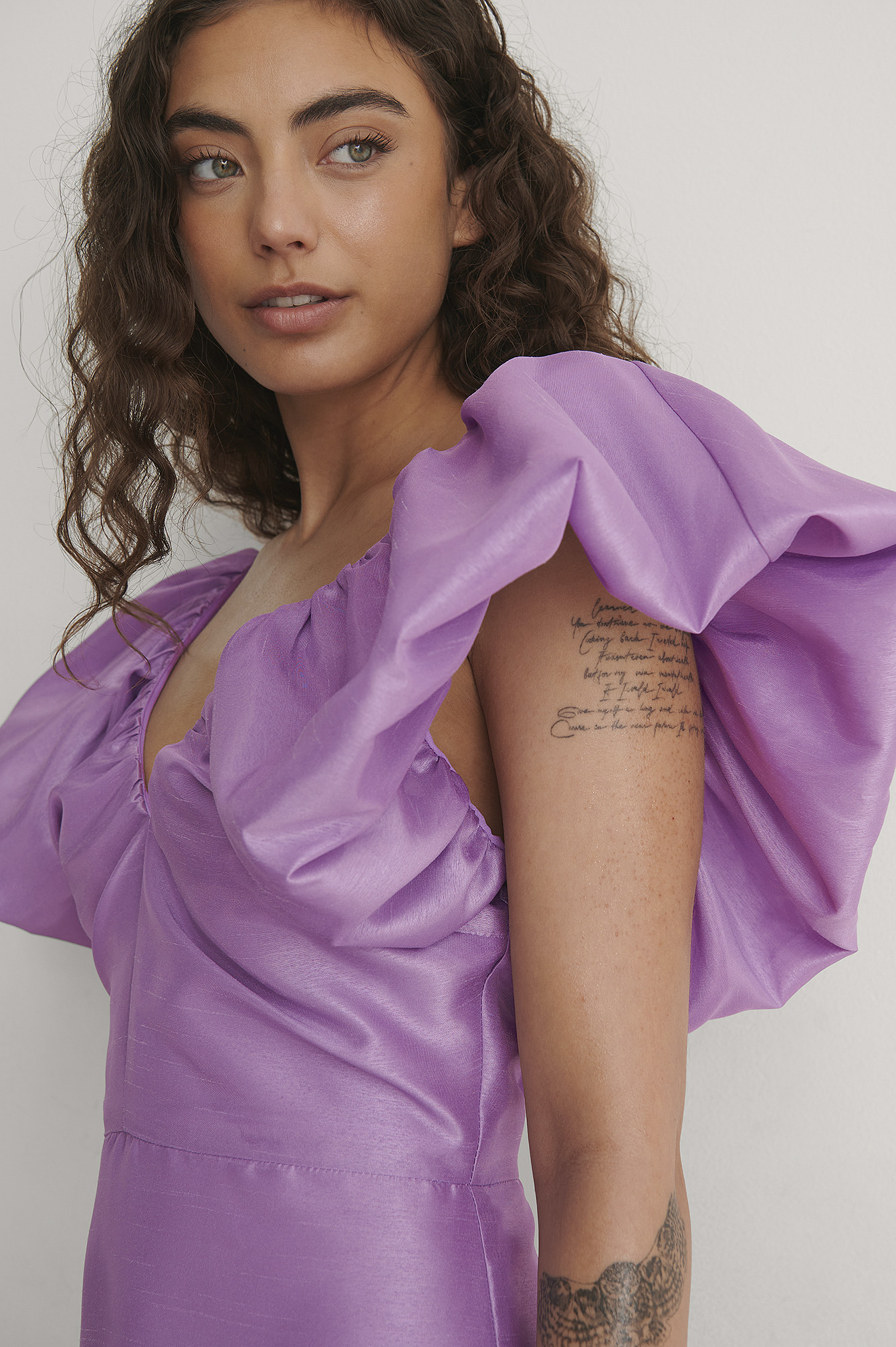 Sharp Shoulder Mini Dress Purple | na-kd.com