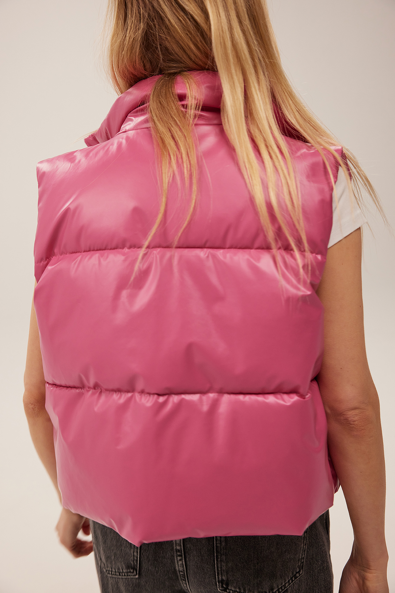 Shiny Cropped Vest Pink | na-kd.com
